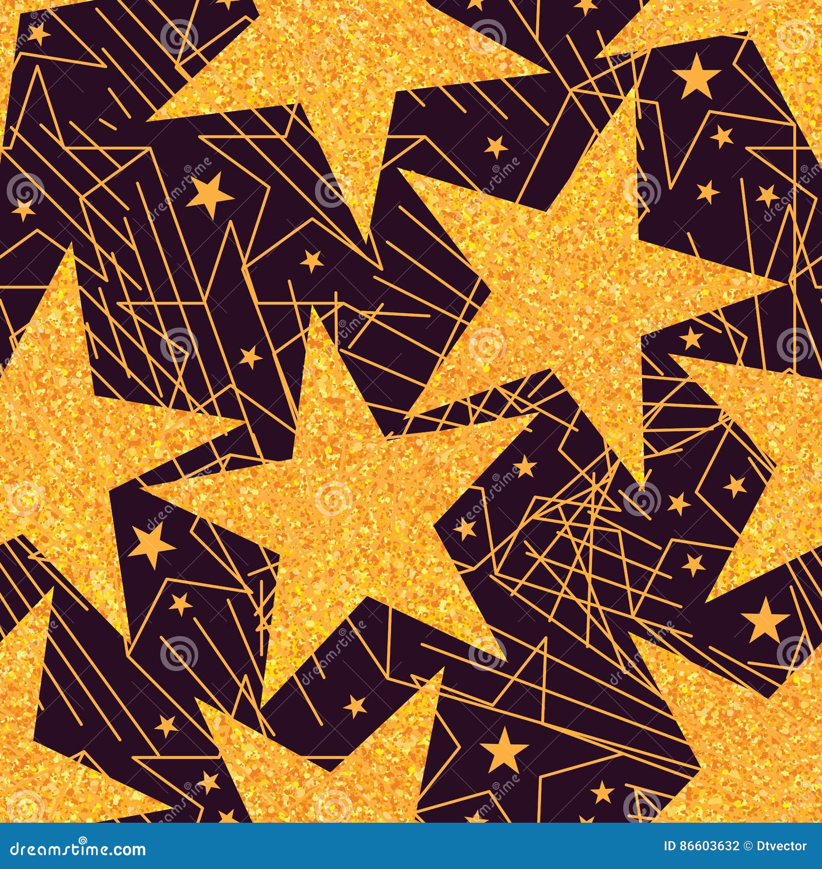 Star Golden Glitter Big Seamless Pattern Stock Vector - Illustration of ...