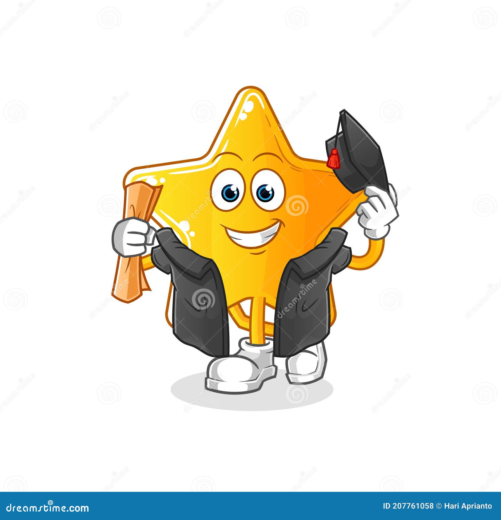 Star Graduation Vector. Cartoon Character Stock Vector - Illustration ...
