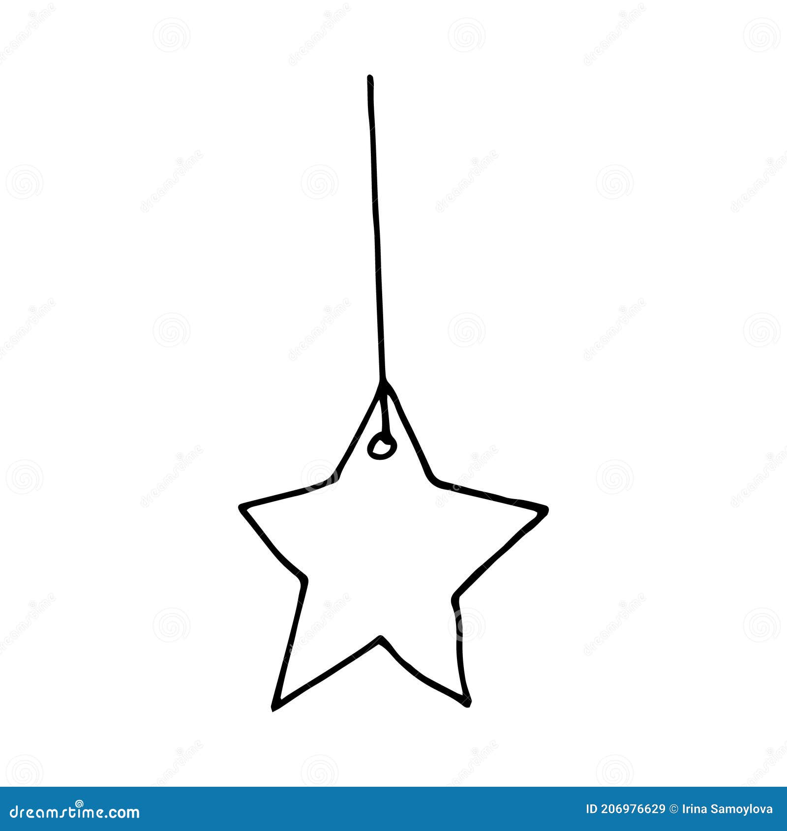 Star Hangs on a Thread. Icon, Scrapbooking Element. Sketch Hand Drawn ...