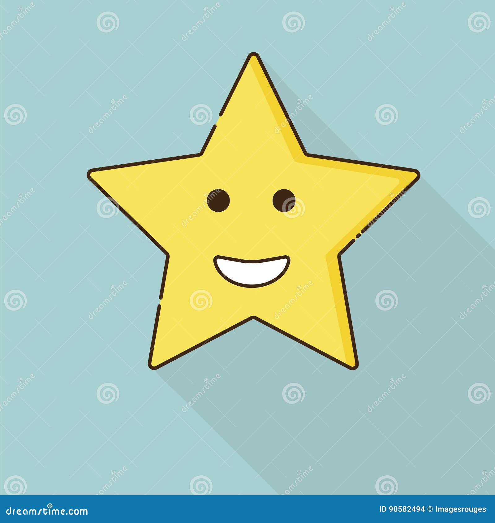 Star Happy Emoticon Cartoon Face Vector Illustration | CartoonDealer ...