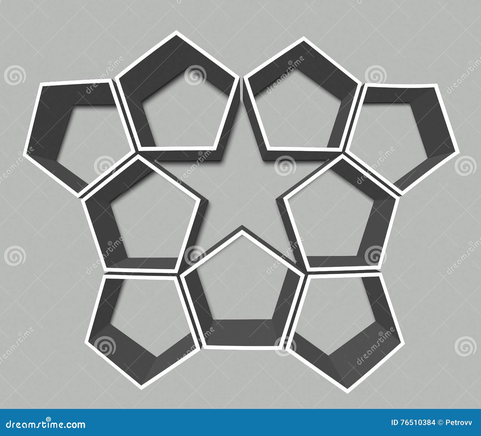 Star and Hexagons. 3d Rendering Stock Illustration - Illustration of ...