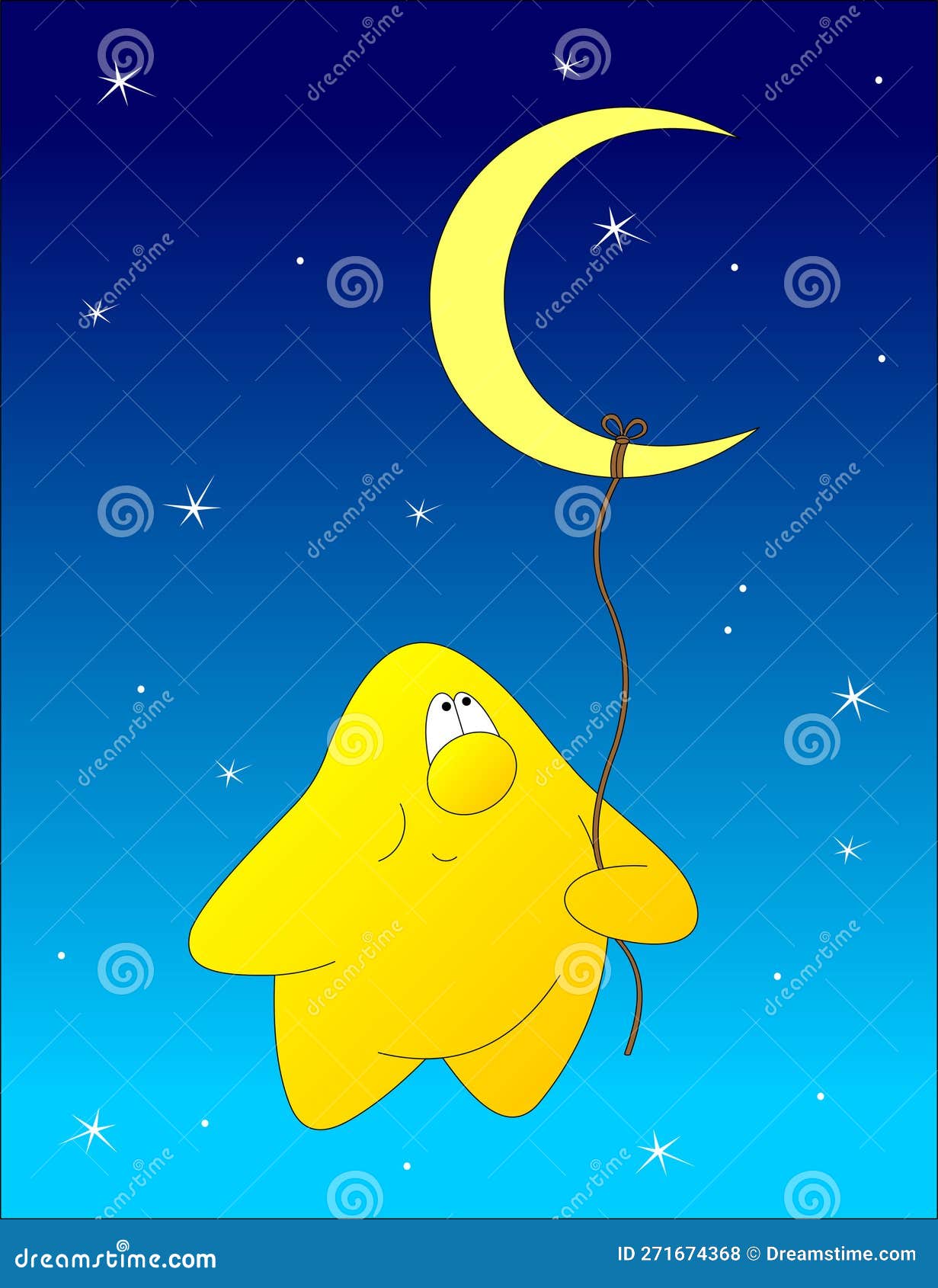 The Star Holds the Moon on a String Stock Vector - Illustration of ...