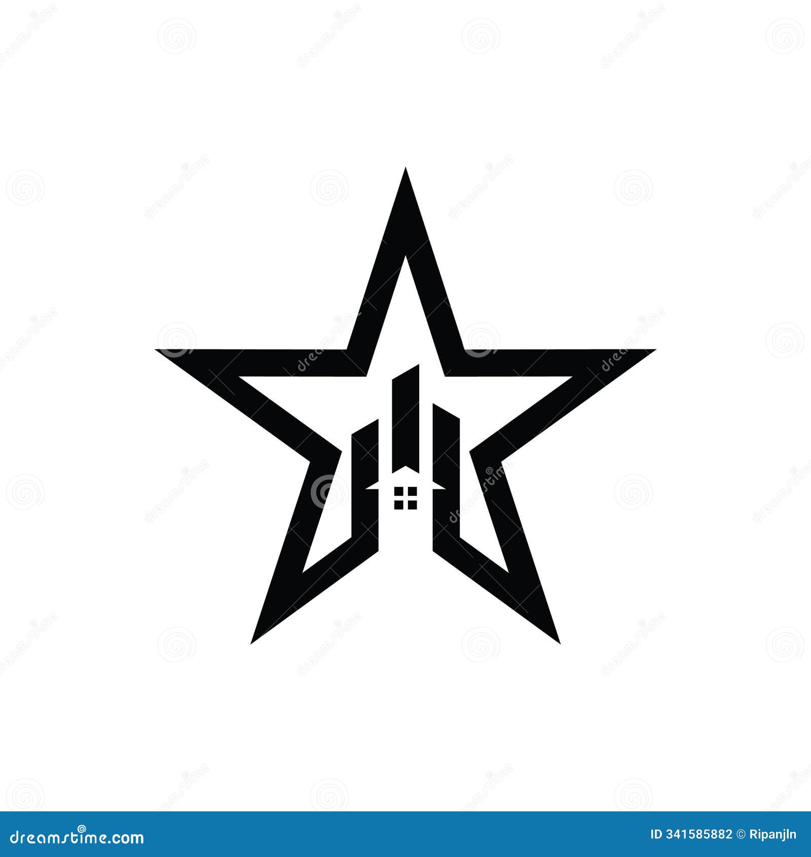 Combination House Building with Star Design Logo Stock Illustration ...
