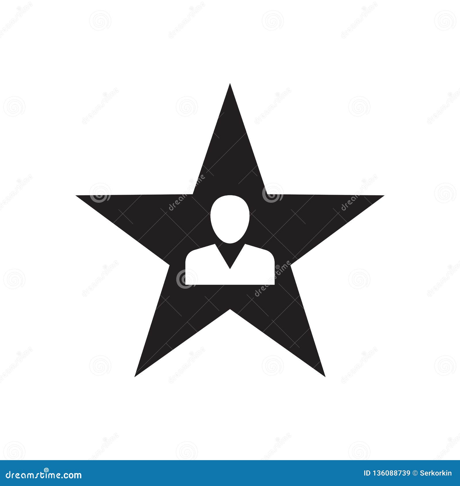 Star with Human - Black Icon on White Background Vector Illustration ...