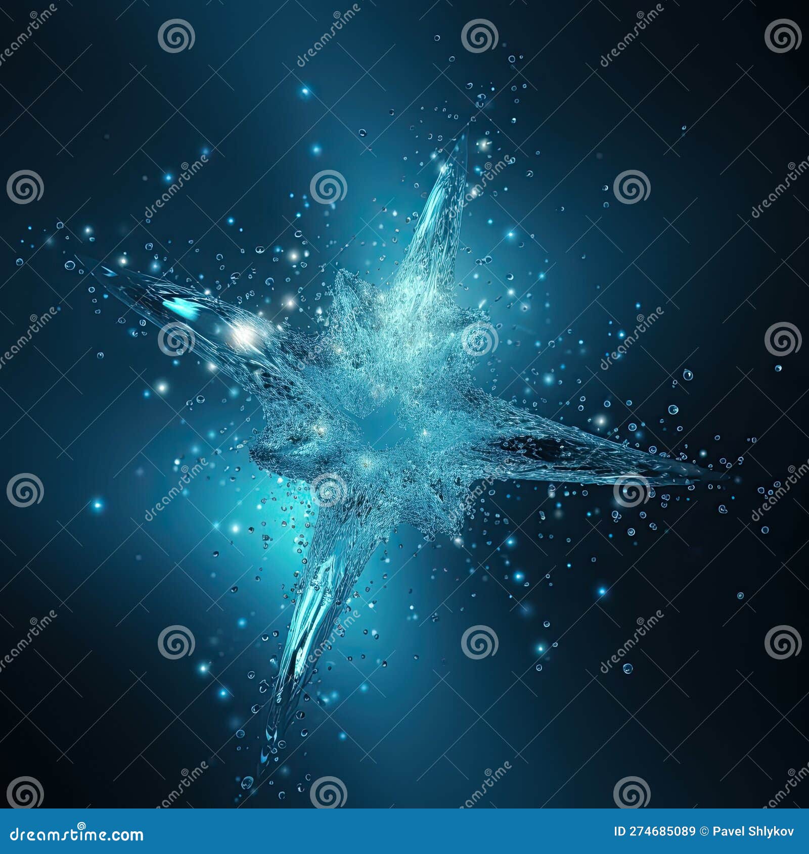 Star from Ice Splash on Blue Background Stock Image - Image of clean ...
