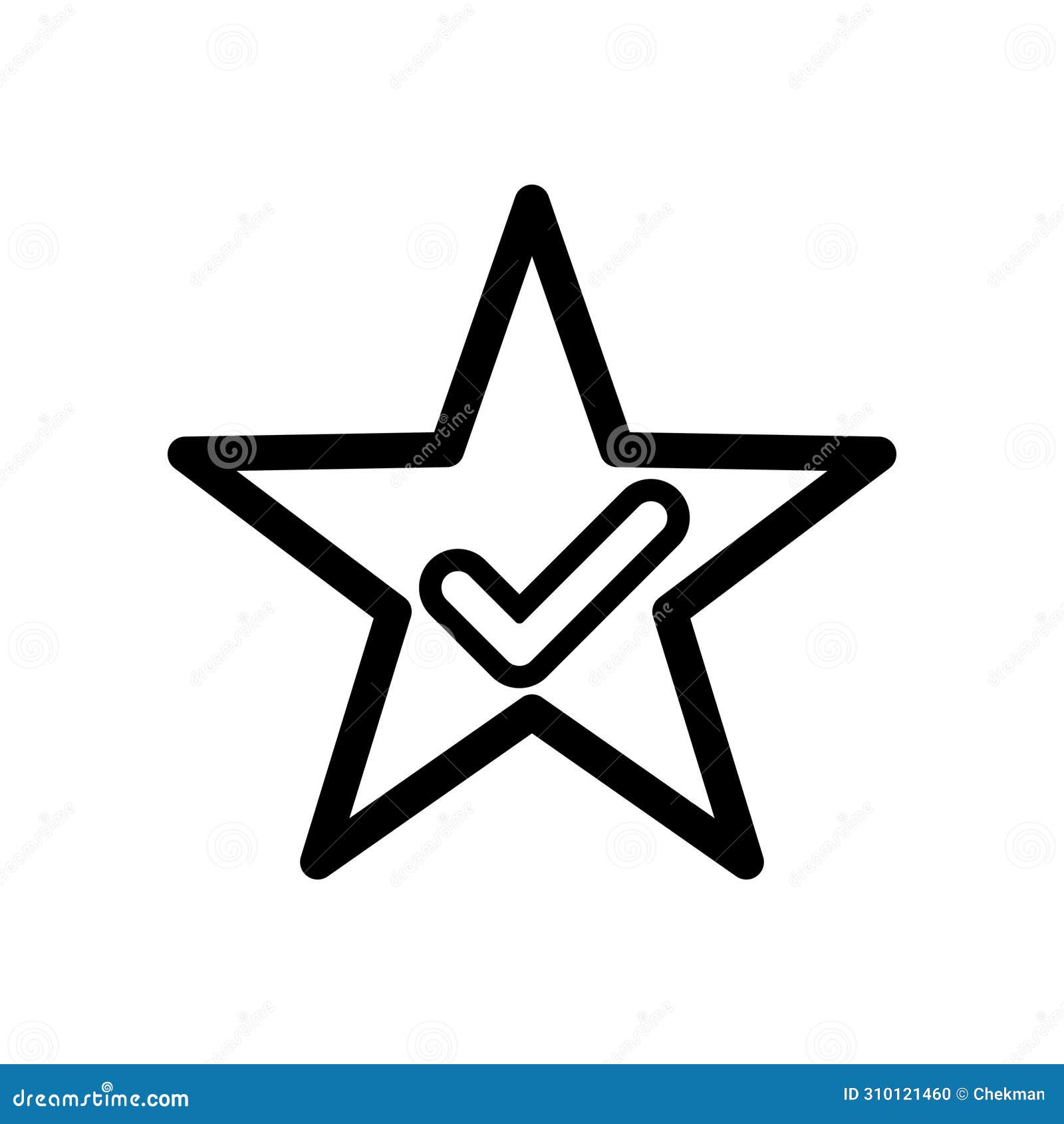 Star Icon. Black Star with a Checkmark. Best Review Symbol Stock Vector ...