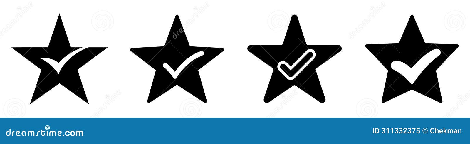 Star Icon. Star with Check Mark. Set of Star Icons on White Background ...