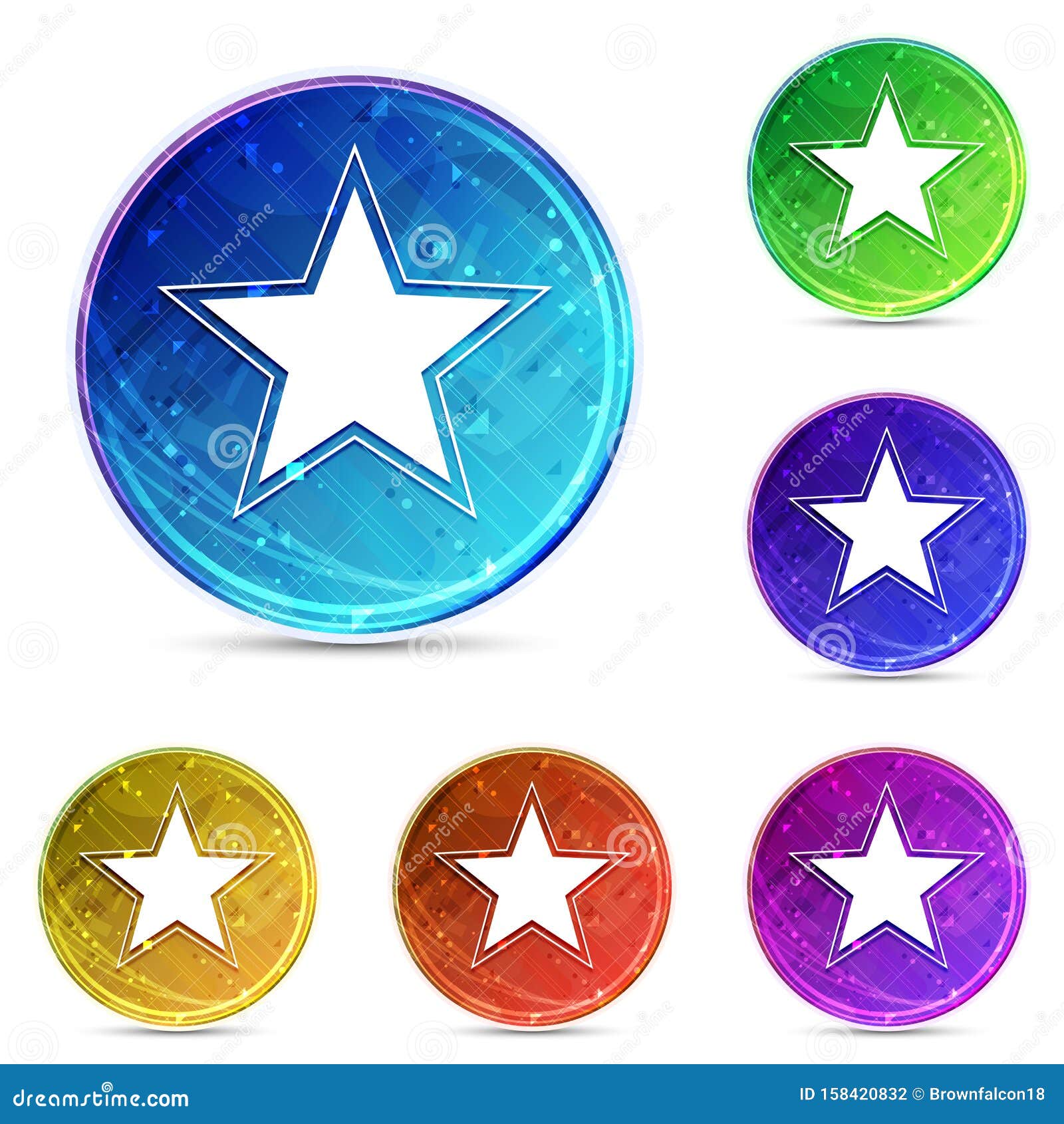 Star Icon Digital Abstract Round Buttons Set Illustration Stock Vector ...