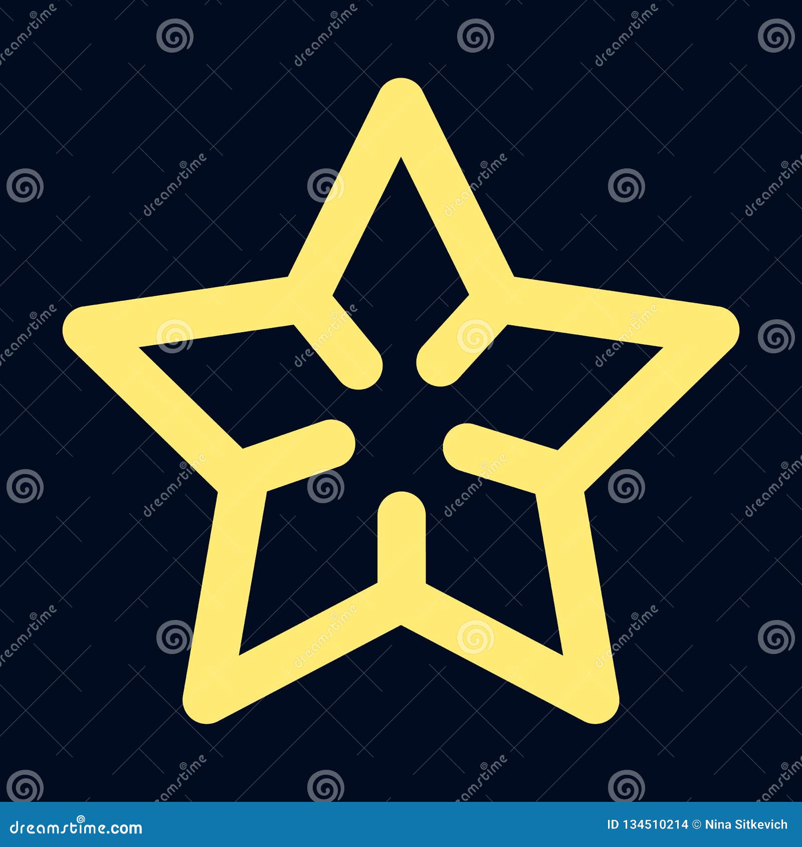 Star icon, outline style stock vector. Illustration of black - 134510214