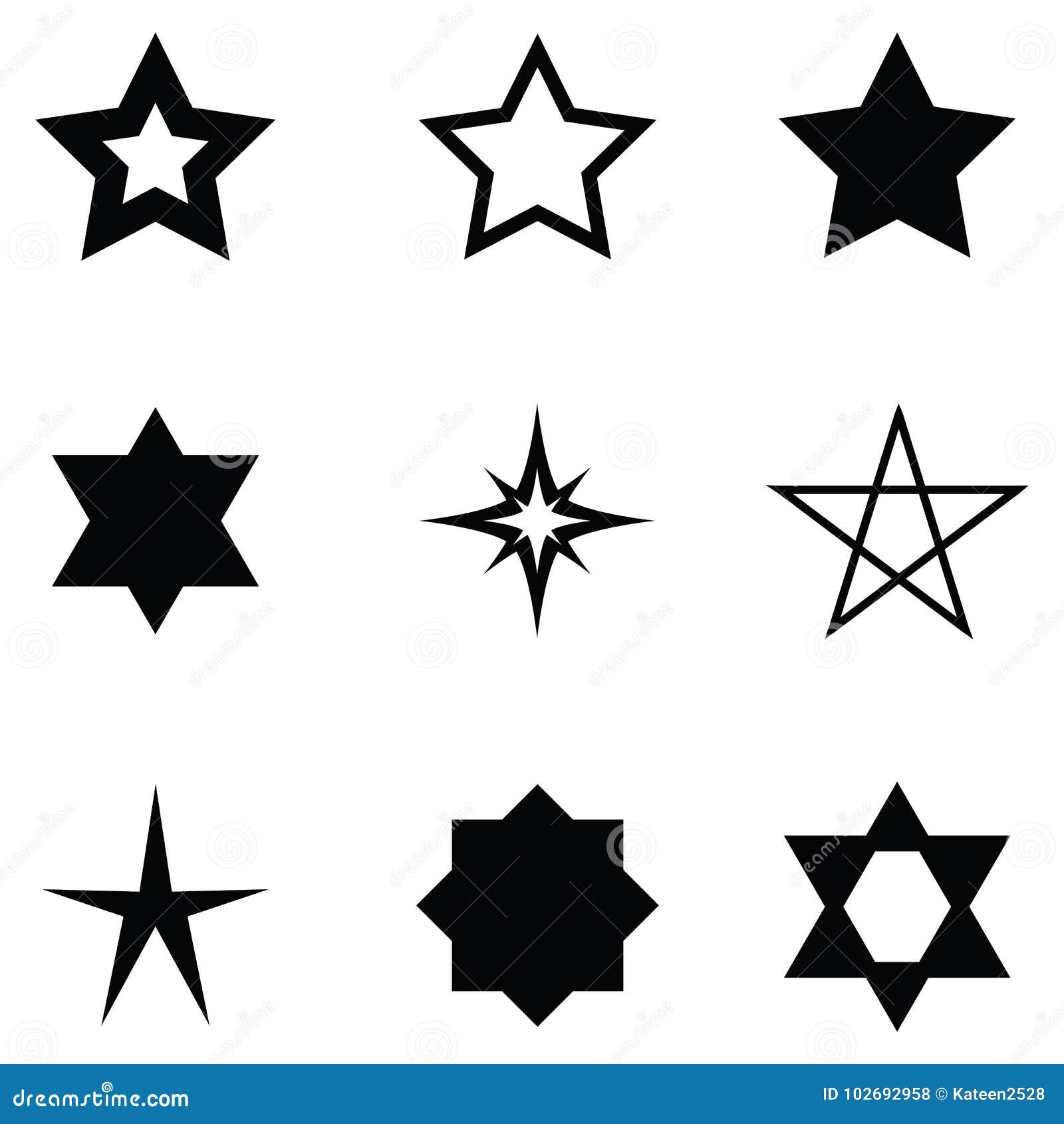 Star icon set stock illustration. Illustration of shiny - 102692958