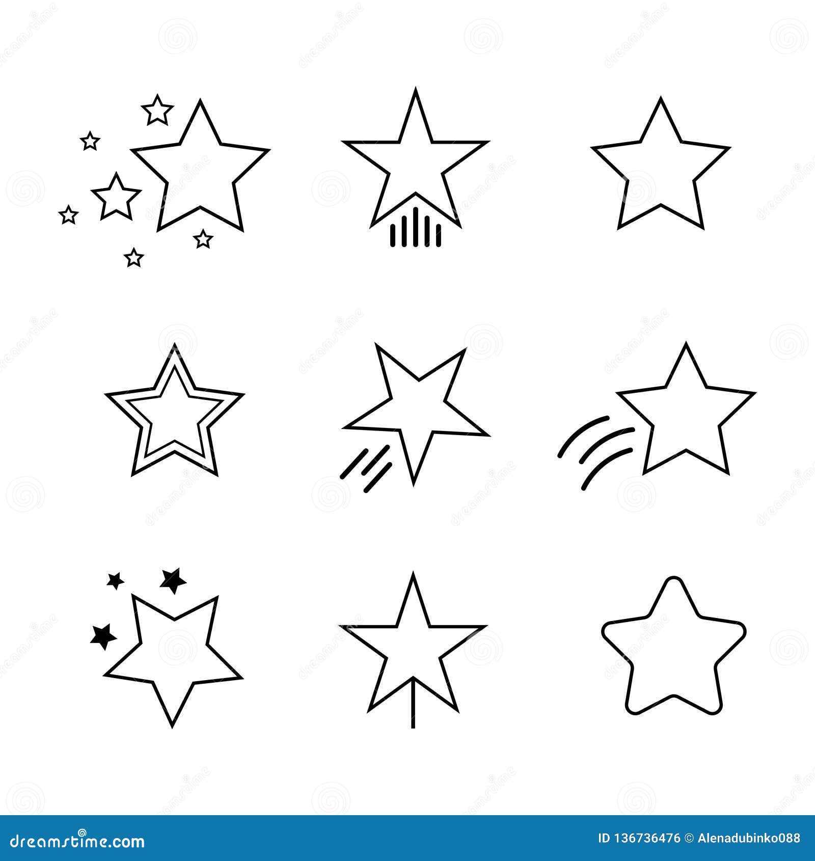 Stars Line Icons. Falling Star, Night, Glitter Burst. Firework. Vector ...