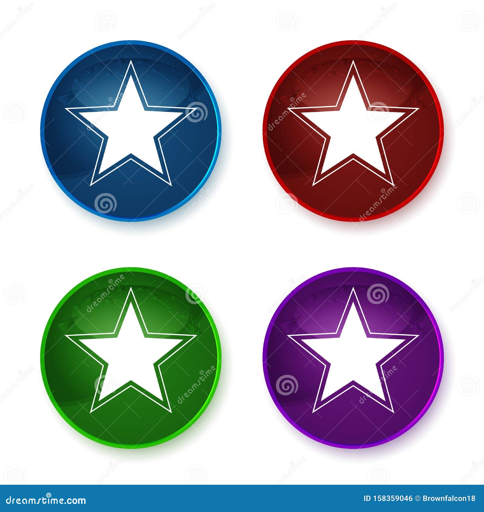 Star Icon Shiny Round Buttons Set Illustration Stock Vector ...