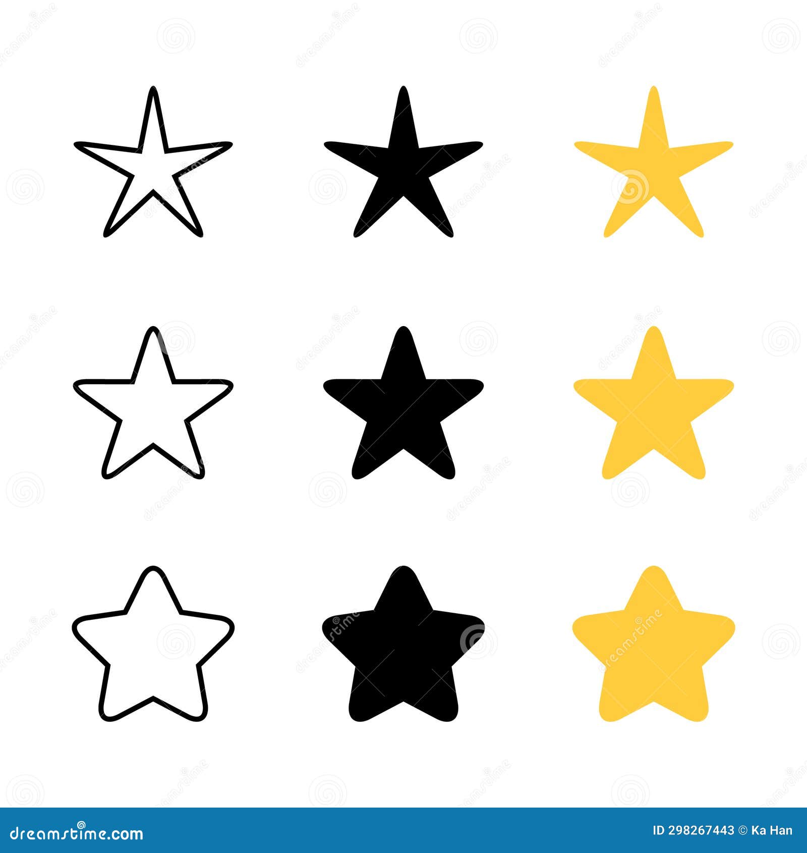 Star Icon Vector in Rounded Shape. Stars Symbol in Variation Style ...