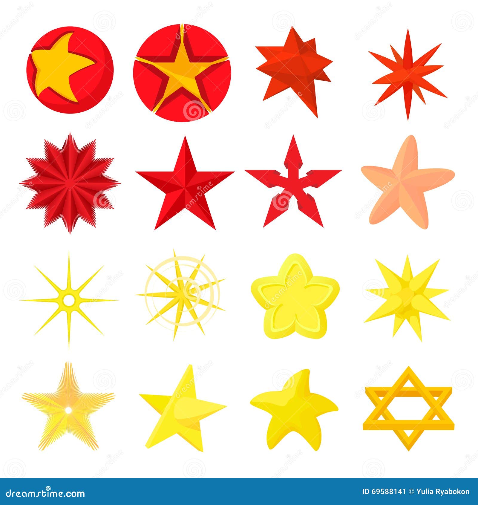 Star Icons Set, Cartoon Style Stock Vector - Illustration of geometric ...
