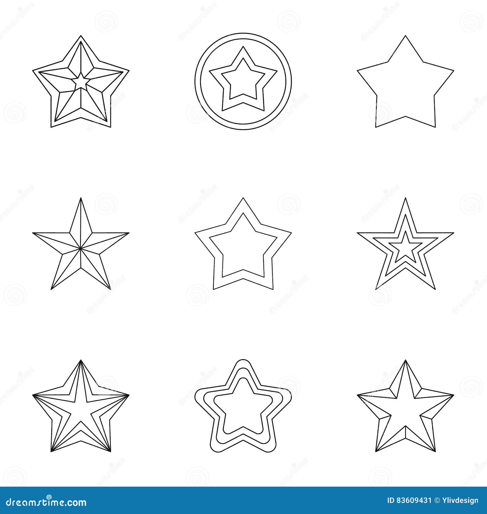 Star Icons Set, Outline Style Stock Vector - Illustration of delivery ...