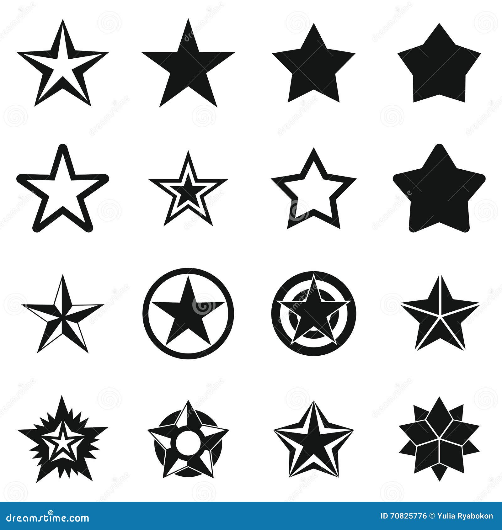 Star Icons Set, Simple Style Stock Vector - Illustration of geometric ...