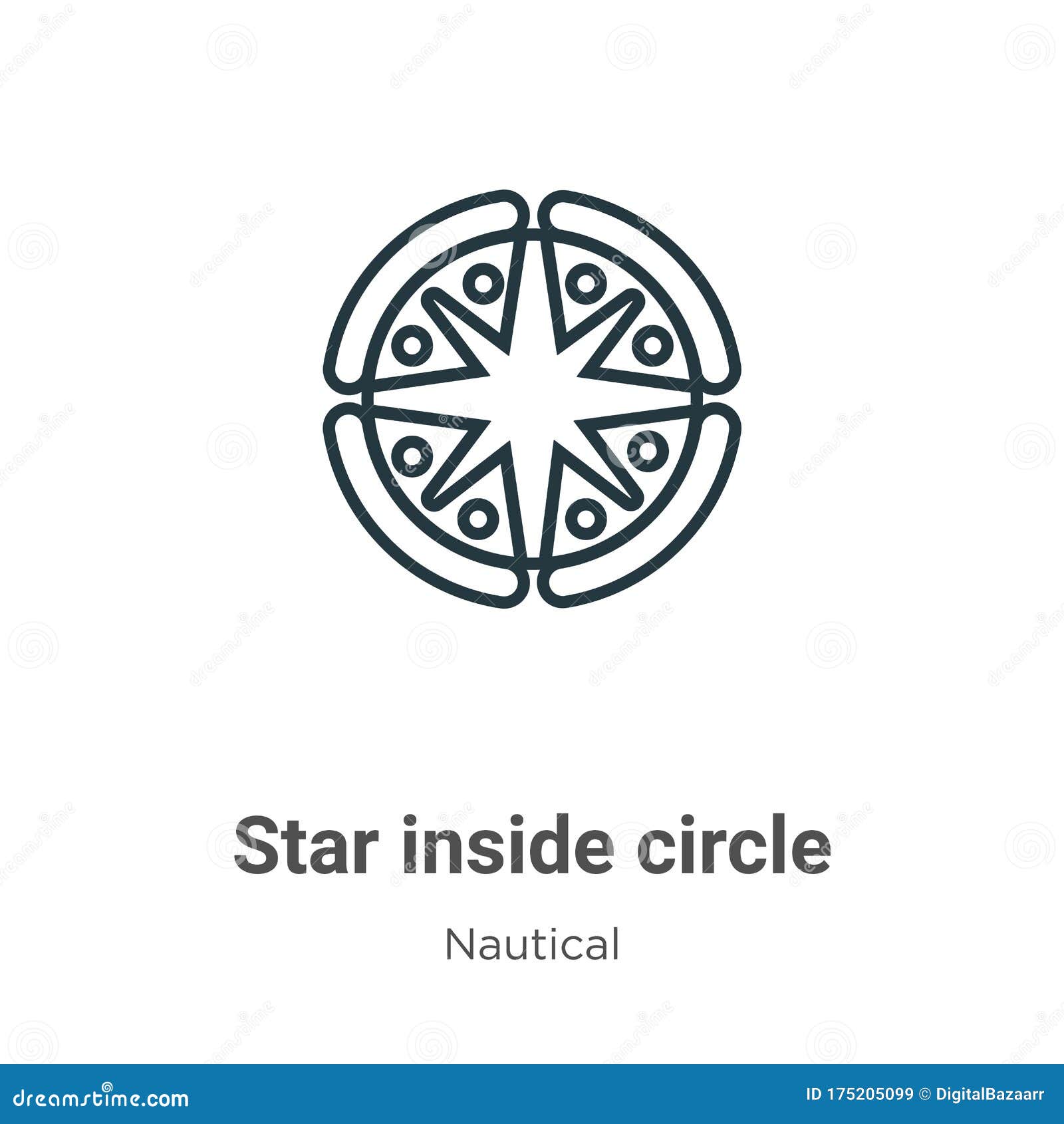 Star Inside Circle Outline Vector Icon. Thin Line Black Star Inside ...