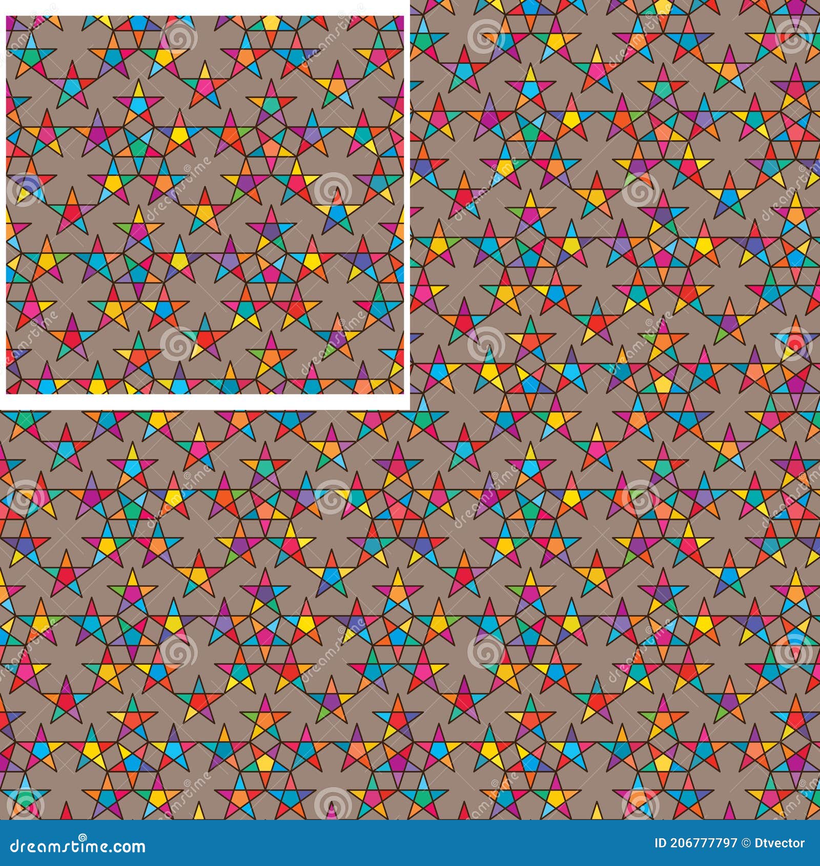 Star Inside Star Colorful Demo Seamless Pattern Stock Vector ...