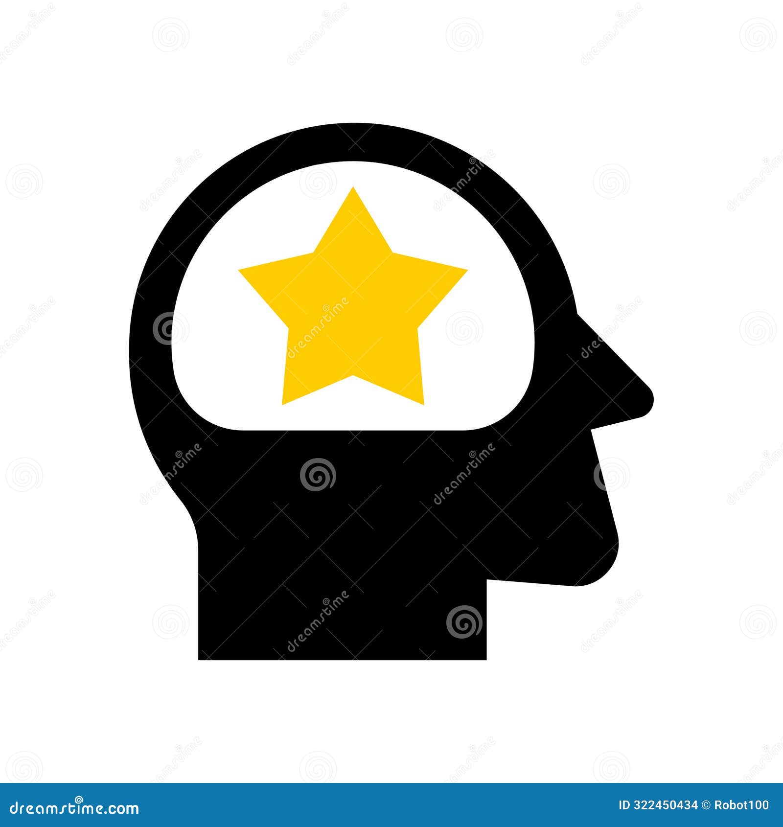 Star Inside Head. Concept of Competition and Victory Stock Illustration ...