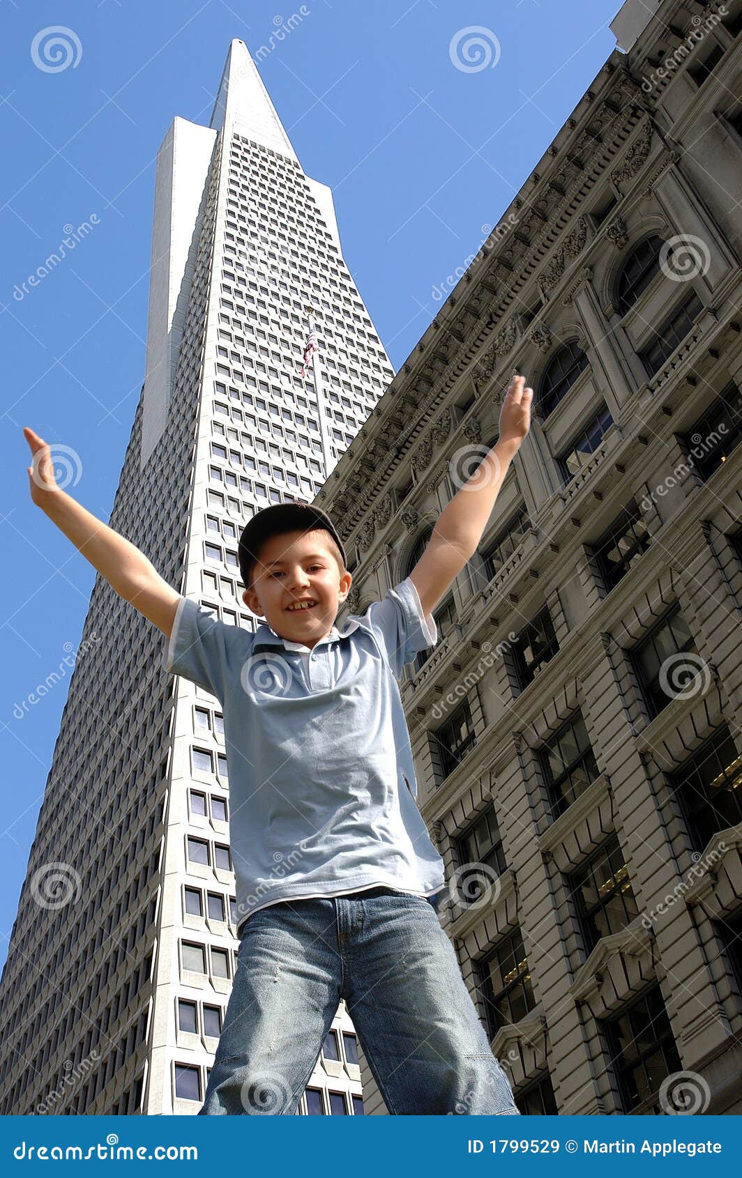 A Star Jumping Boy in a City Landscape Stock Image - Image of happy ...
