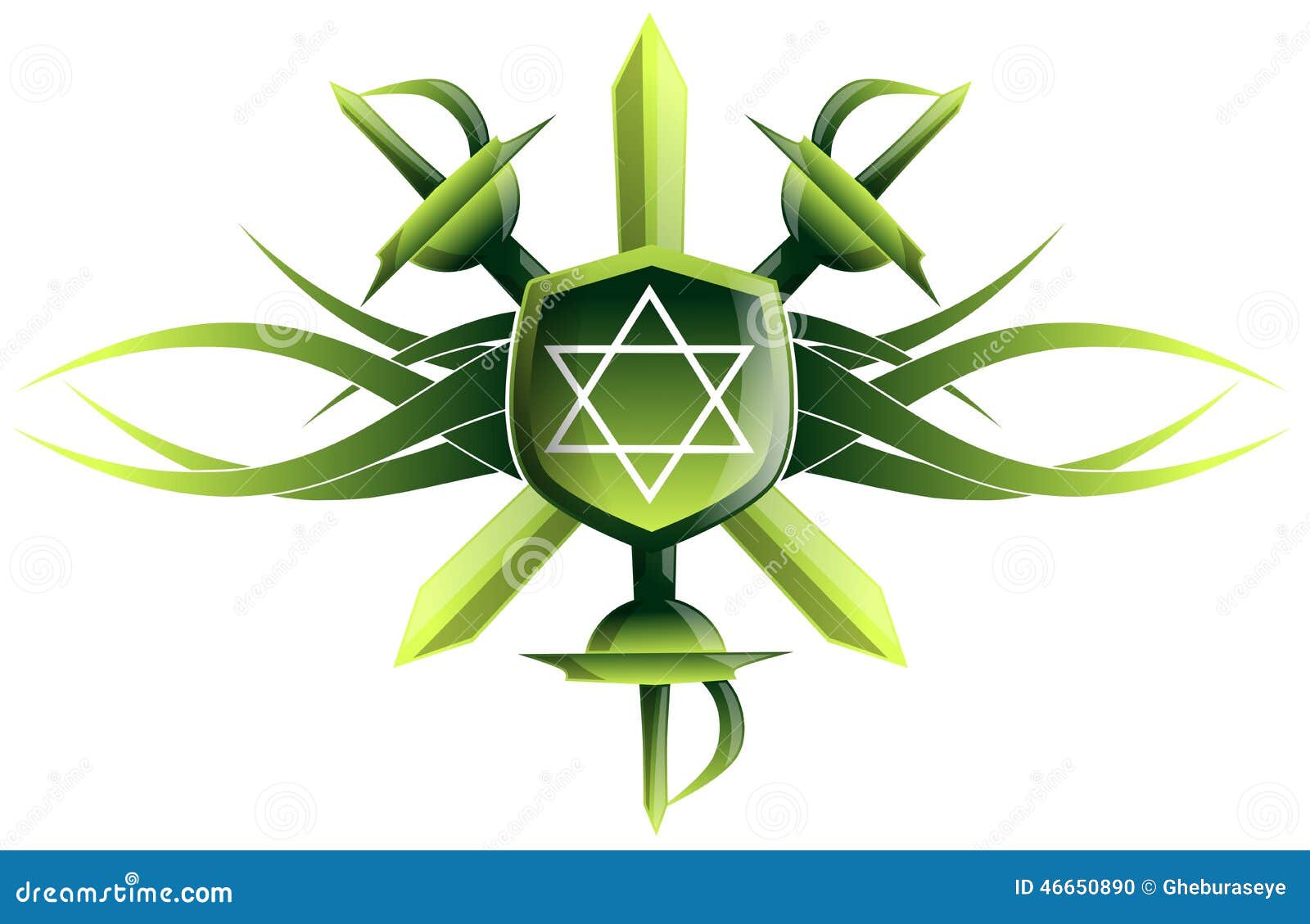 Star of King David on Shield with Swords Stock Illustration ...