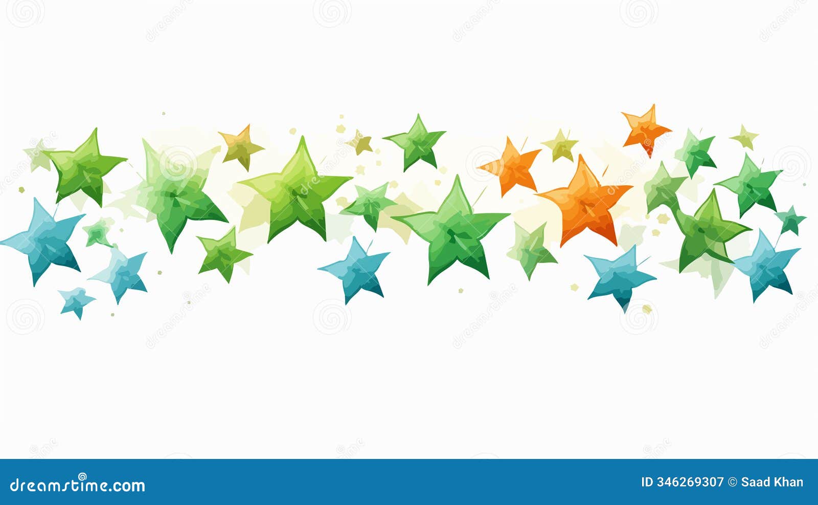 Star and Leaf Themed Motif Background Vector Stock Illustration ...