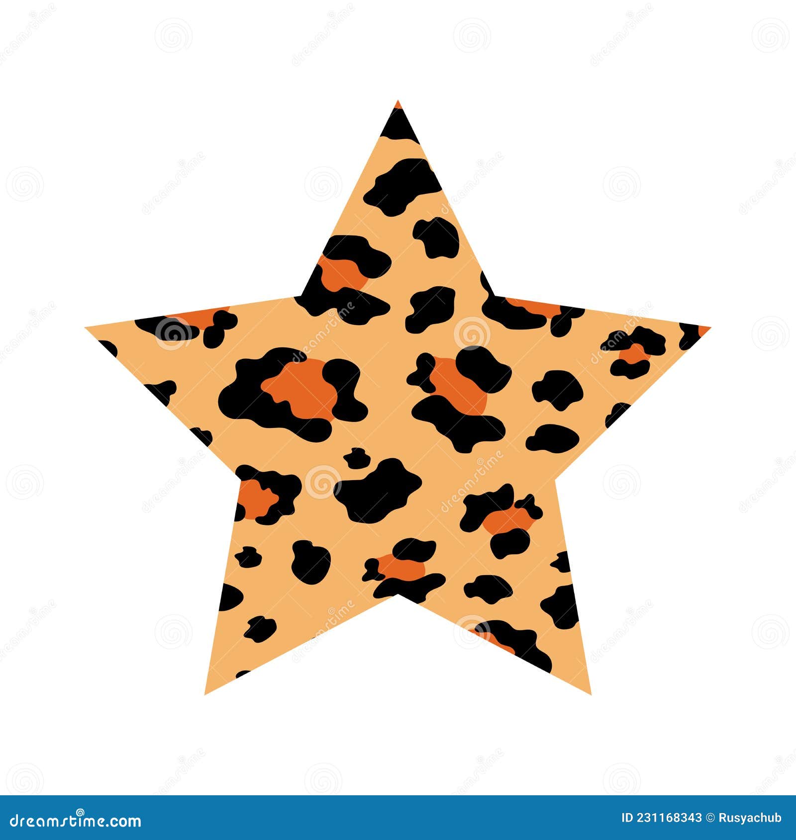 Spotted Five-pointed Star on a White Background. Trendy Leopard Print ...