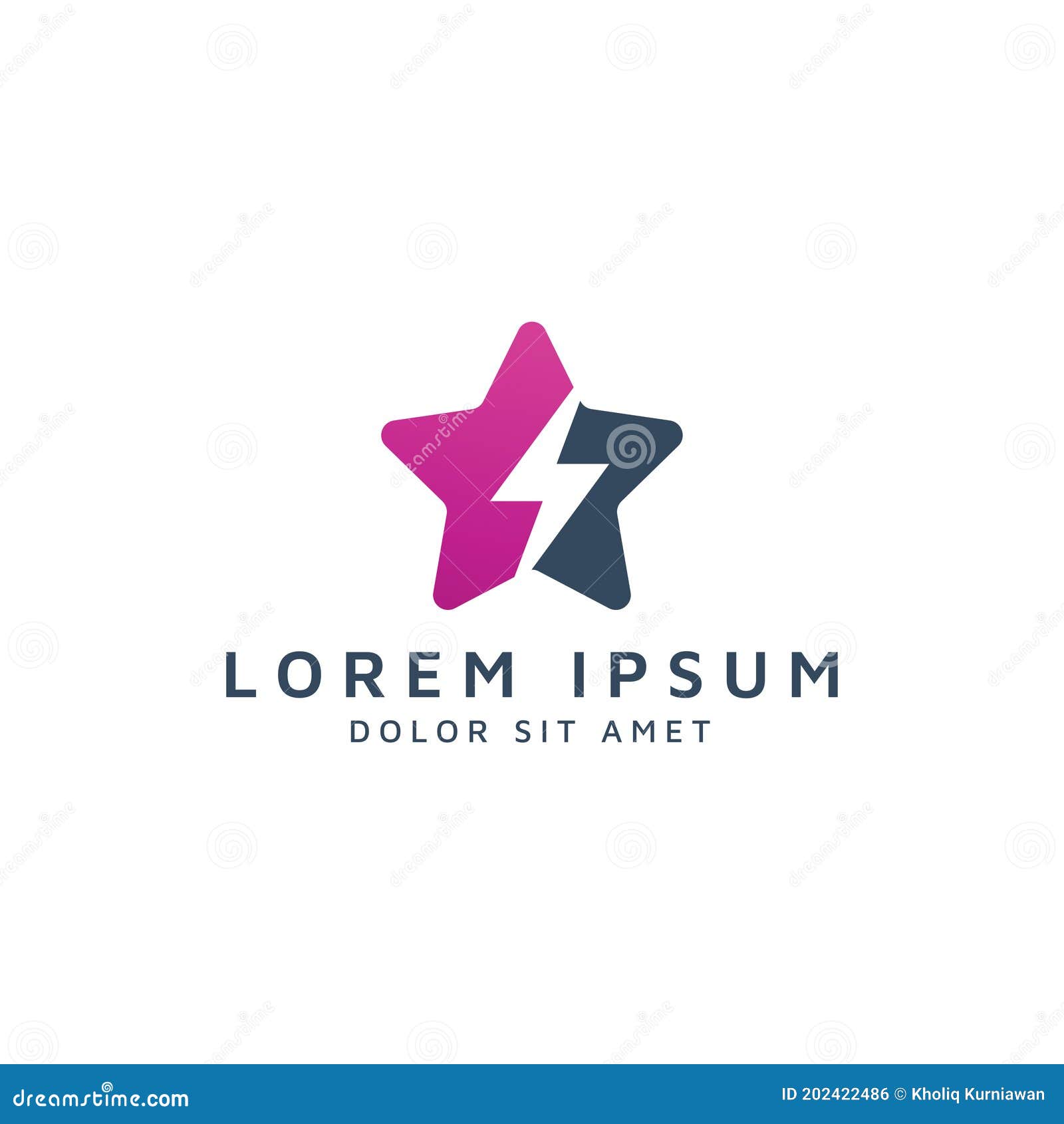Star and Lightning Negative Space Logo Design Stock Vector ...