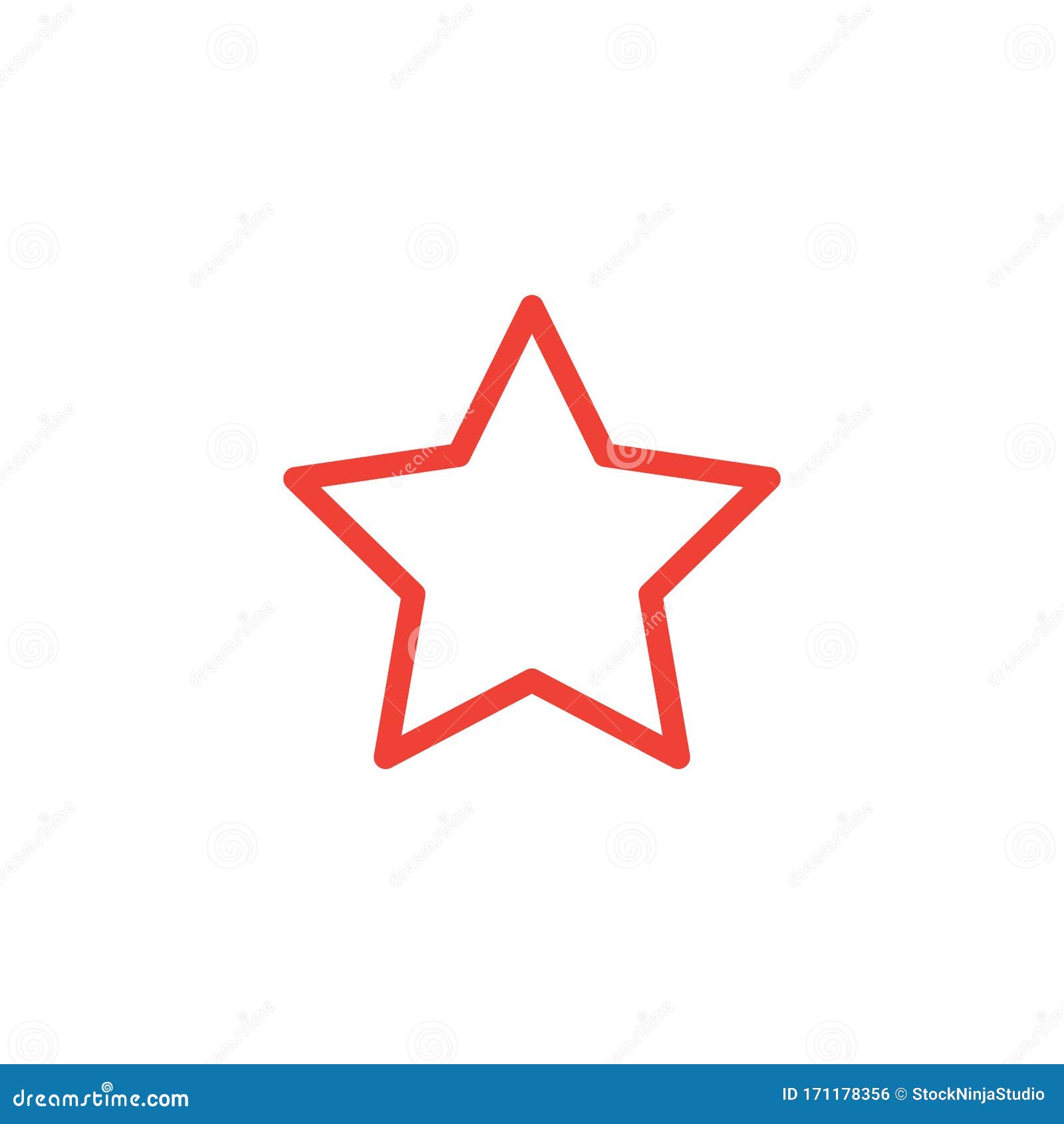 Star Line Red Icon on White Background. Red Flat Style Vector ...