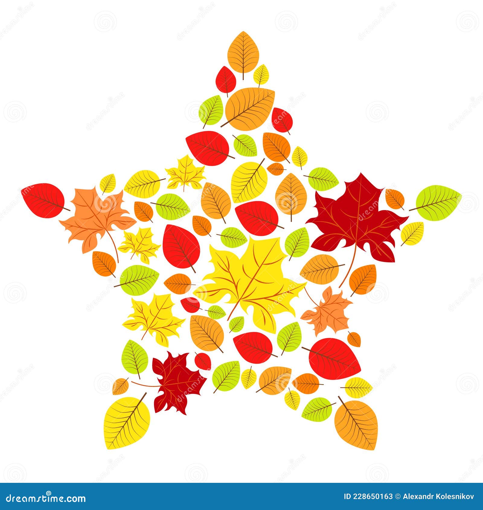 Star Lined with Autumn Leaves. Vector Illustration Stock Vector ...