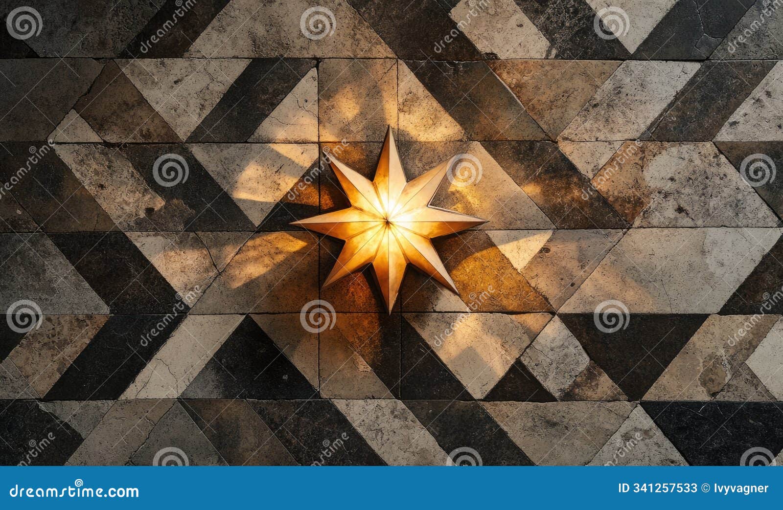 A Star is Lit Up on a Dark and Light Colored Tile Floor Stock Image ...