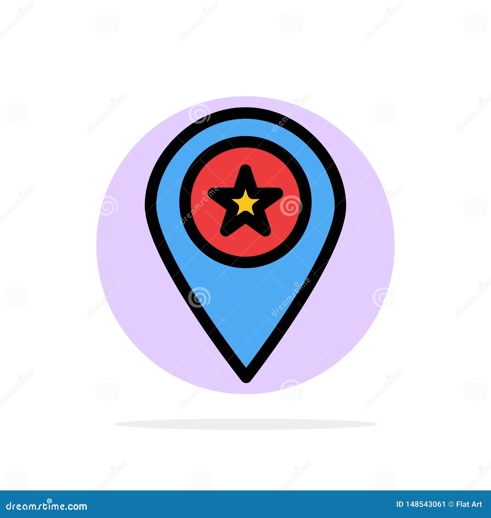 Star, Location, Map, Marker, Pin Abstract Circle Background Flat Color ...