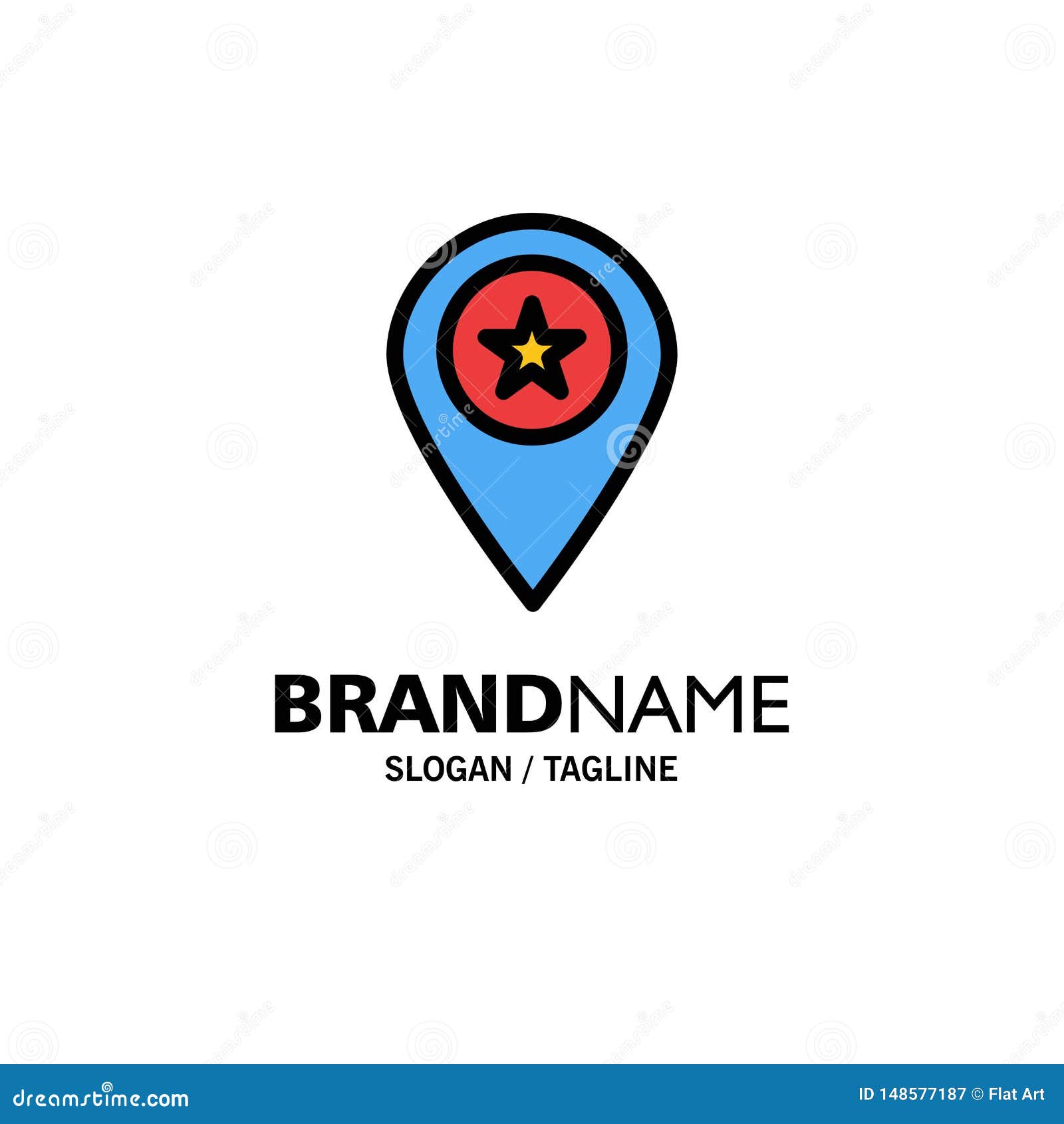 Star, Location, Map, Marker, Pin Business Logo Template. Flat Color ...