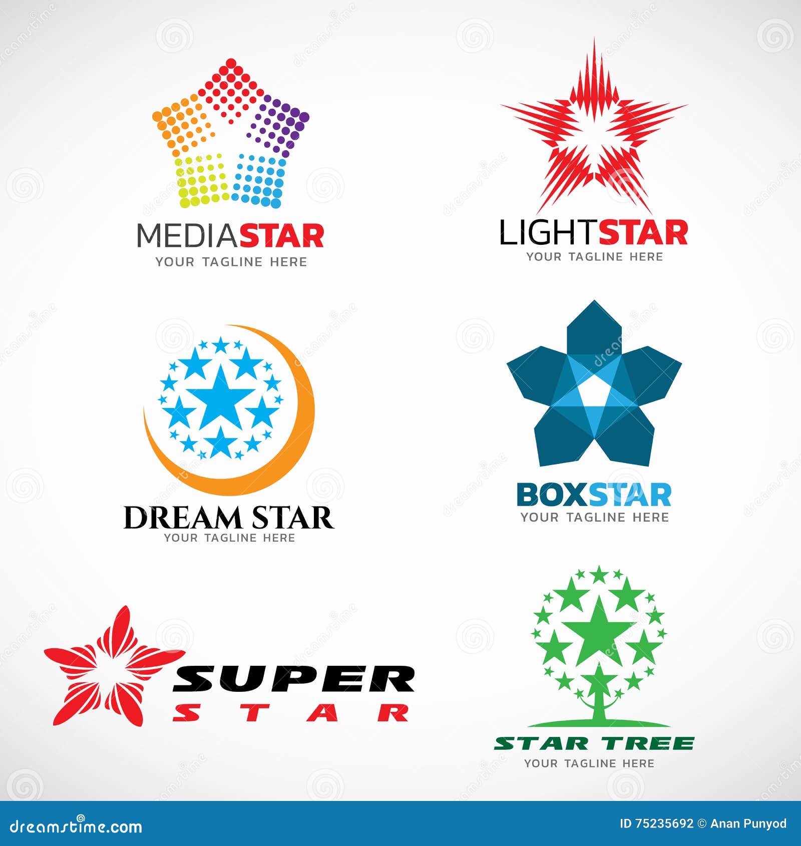 Star Logo for Business and Media Vector Set Design Stock Vector ...