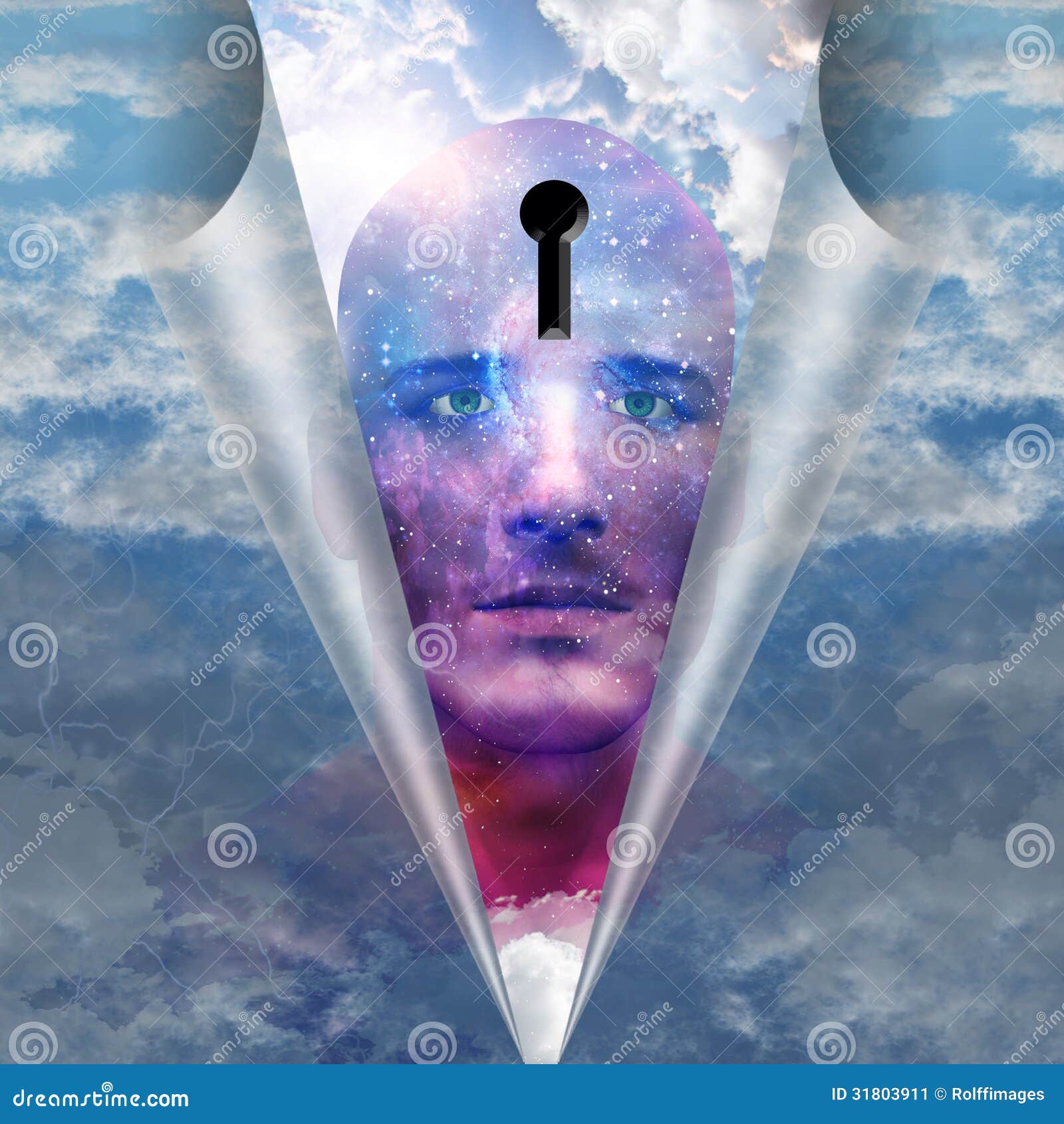 Star man with keyhole head stock illustration. Illustration of ...