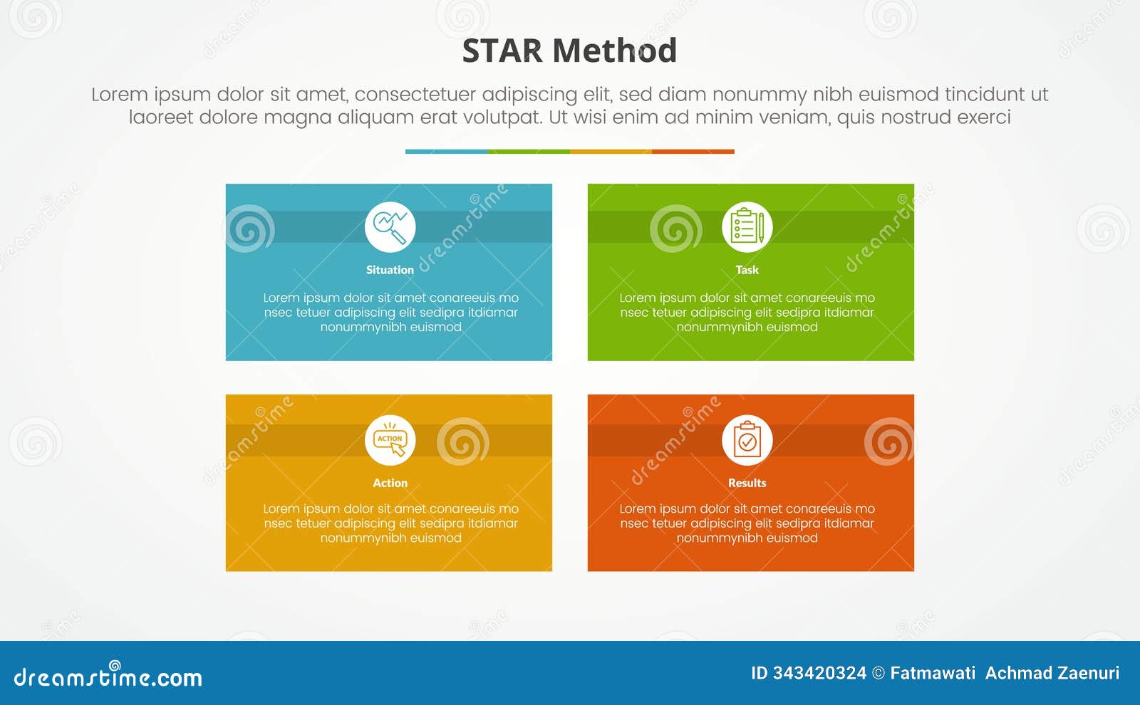 STAR Method Infographic Concept for Slide Presentation with Rectangle ...