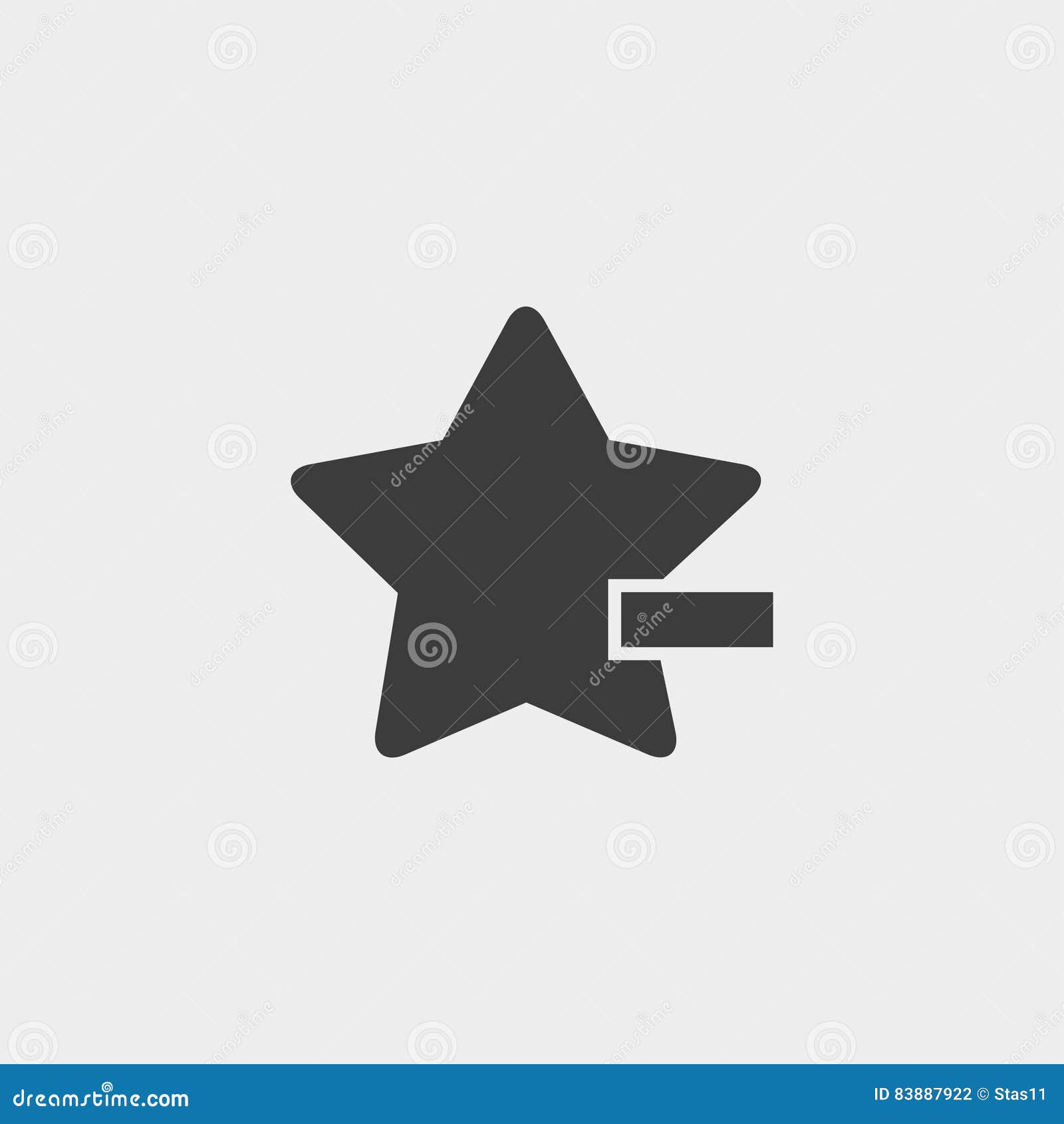 Star with Minus Icon in a Flat Design in Black Color. Vector ...