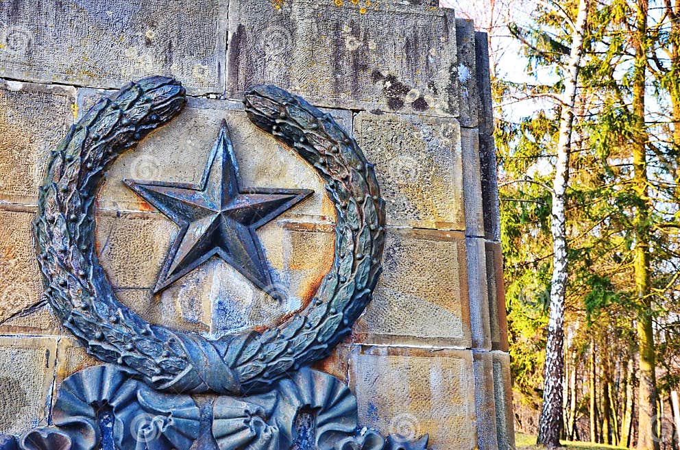 Star on a Monument from Granite Stock Photo - Image of memorial, shabby ...
