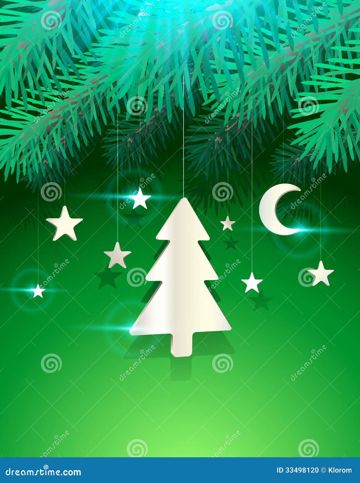 Star moon christmas tree stock illustration. Illustration of night ...