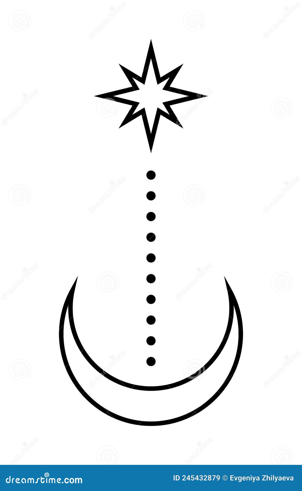 The Star and Moon in Graphic Design. Simple Minimalistic Style.Black ...