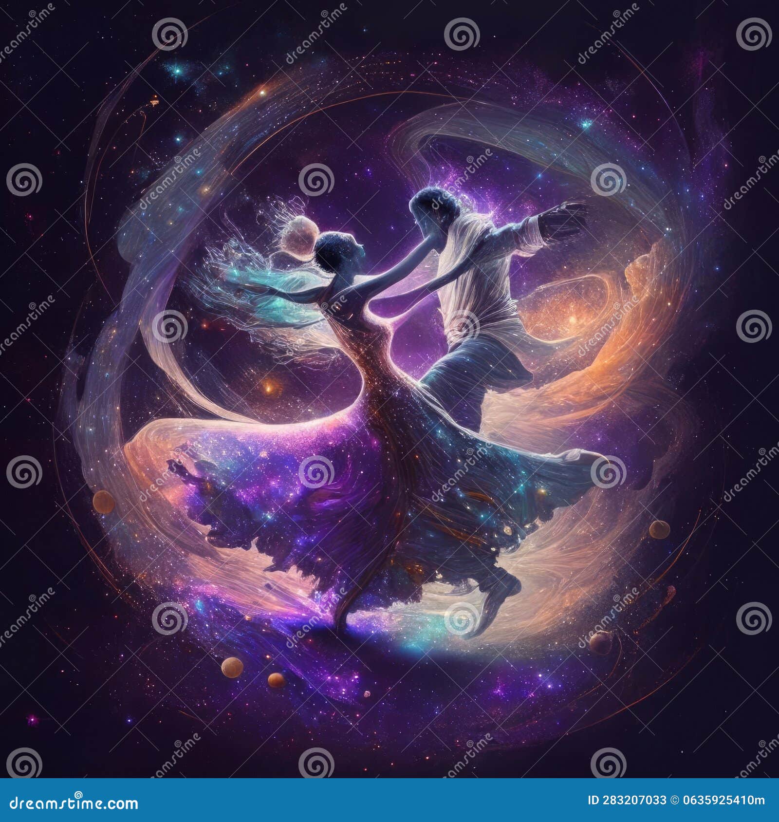 Star Nebula in the Form of a Dancing Pair of People. Stock Illustration ...