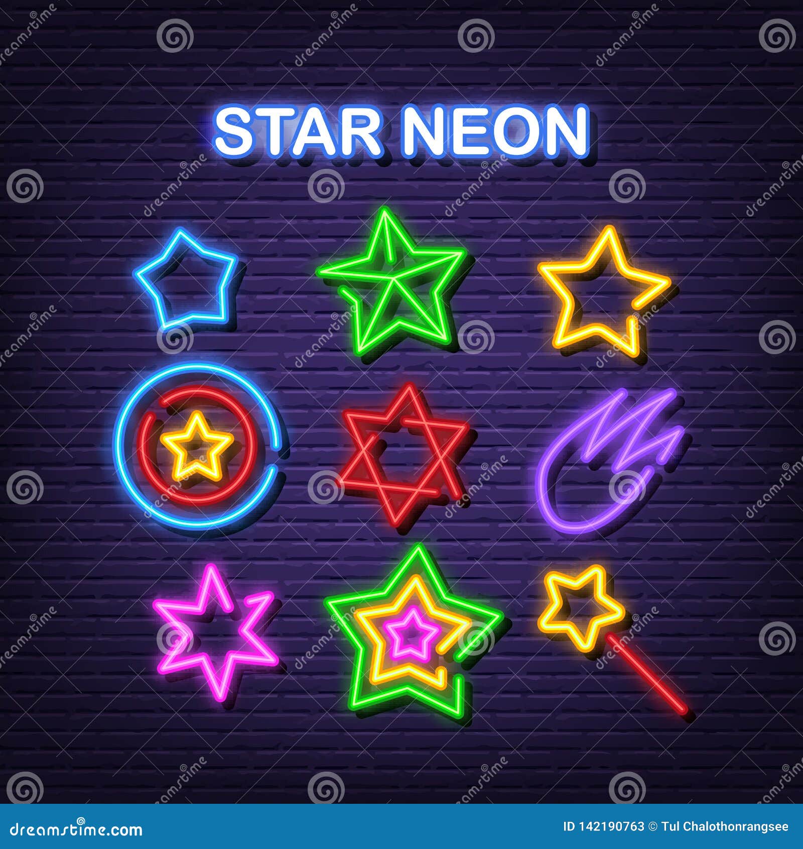 Star neon icons stock vector. Illustration of bright - 142190763