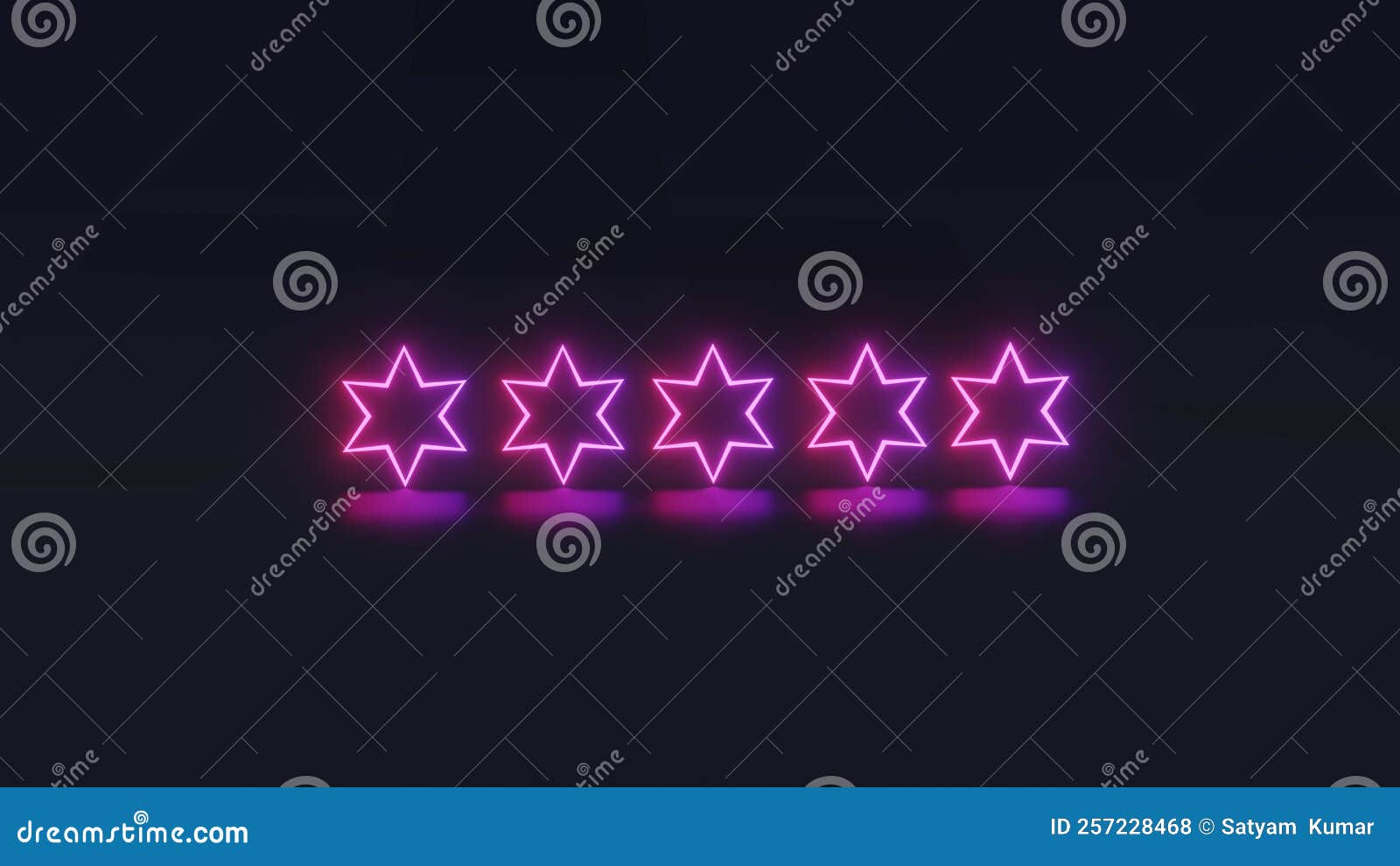 5 Star Neon Shining 3D Rendering Image Stock Illustration ...