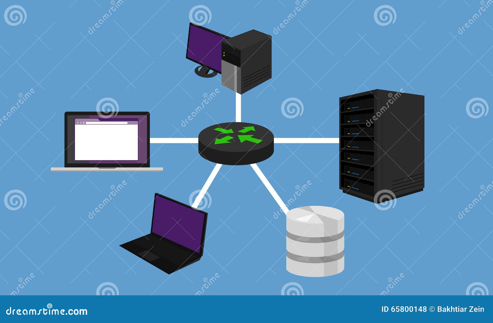 Star Network Topology LAN Design Networking Hardware Connected Stock ...