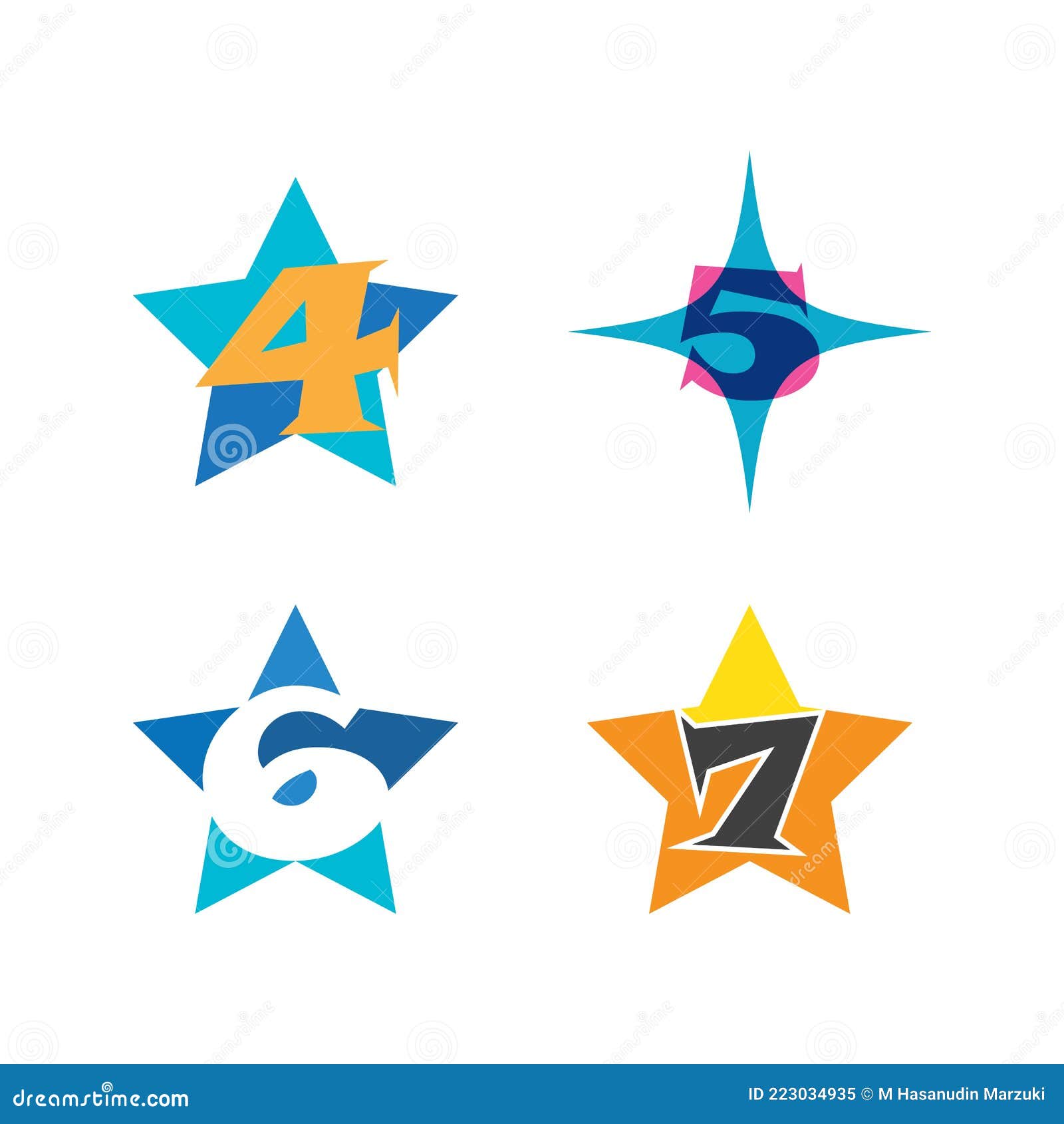 Star number logo stock vector. Illustration of creative - 223034935