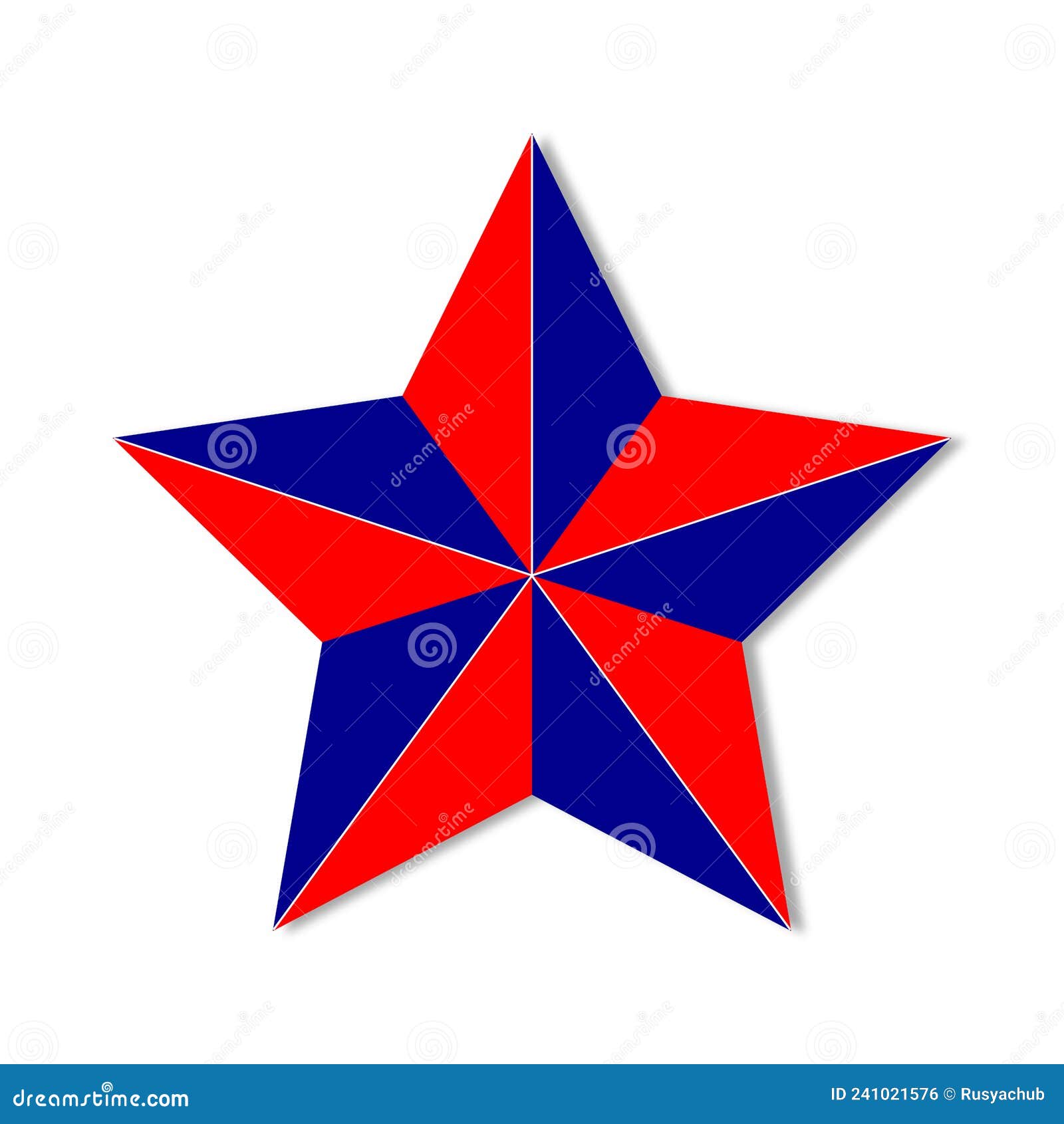 One Star with Red and Blue Sides Isolated on a White Background ...