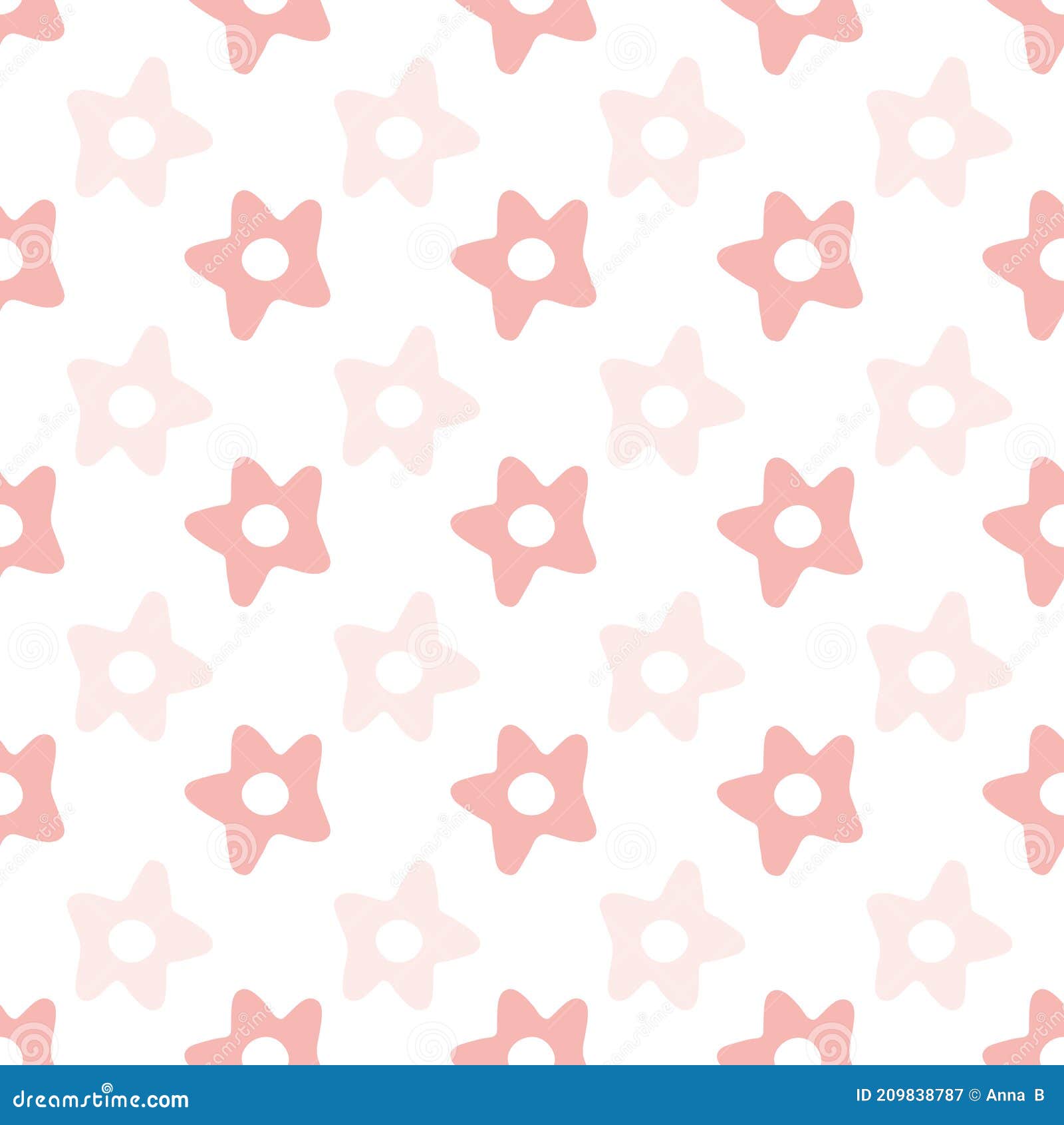 Star Pattern Design in Pink. Cute Vector Seamless Repeat of Stars ...