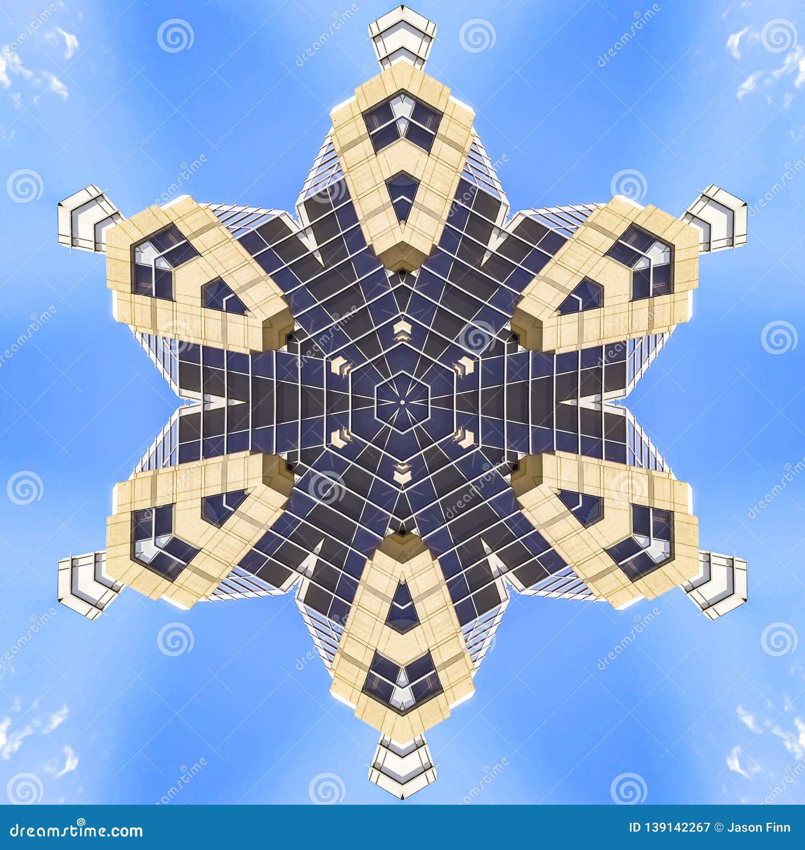 Star Pattern Made with Apartment Building and Sky Stock Illustration ...