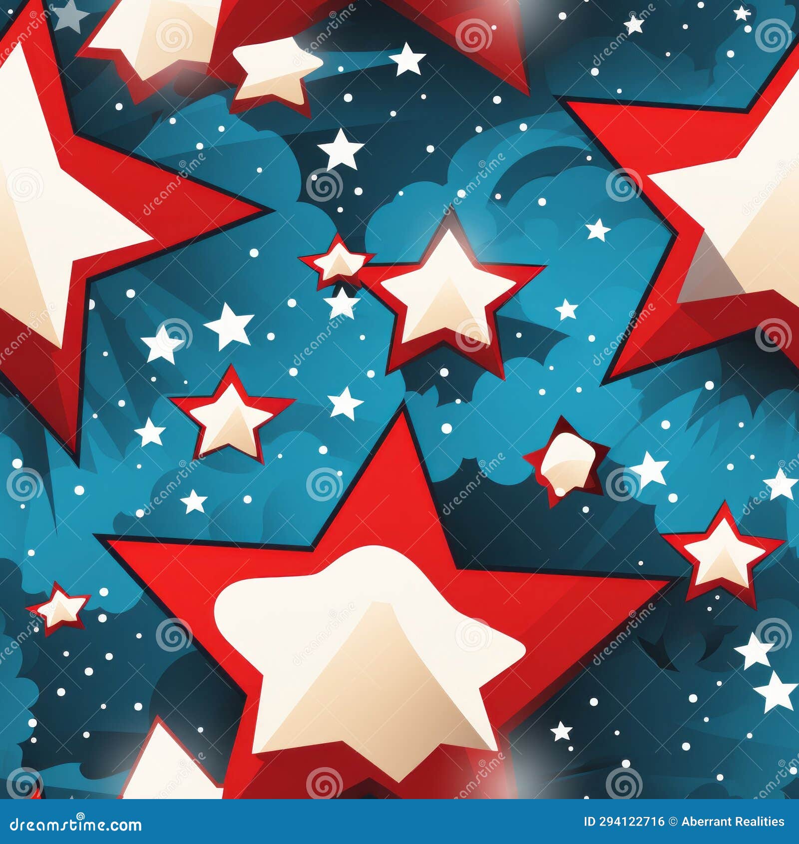 A Star Pattern with Red and White Stars on a Blue Background Stock ...