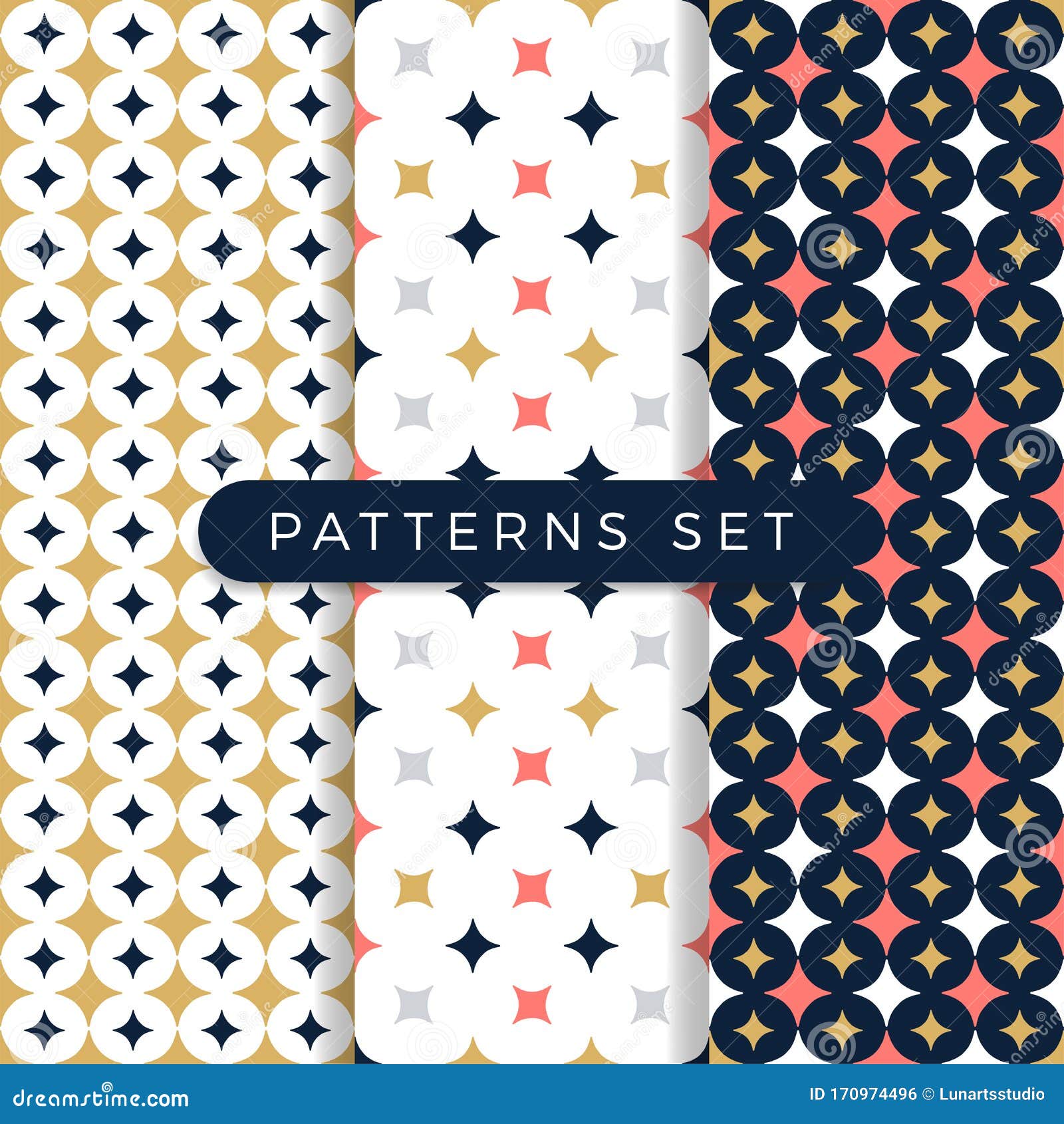 Star Pattern Set. Ornamental Vector Seamless Space Pattern. Modern ...